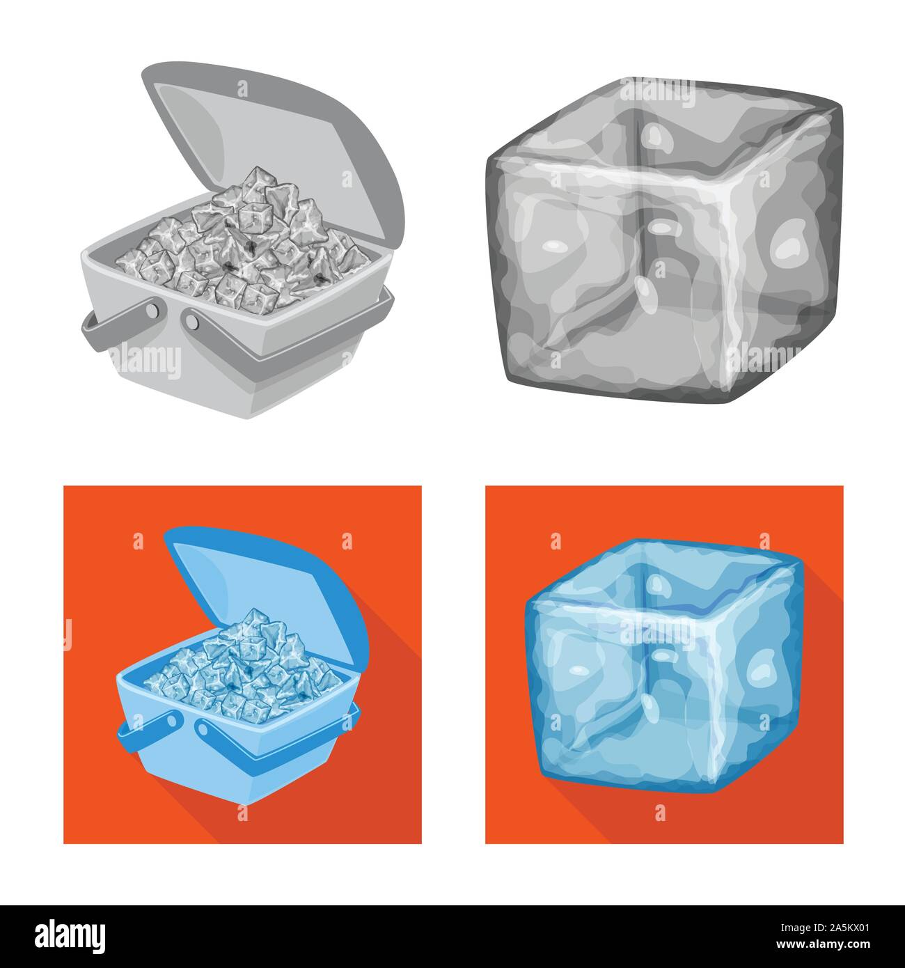 Vector illustration of texture and frozen icon. Set of texture and ...