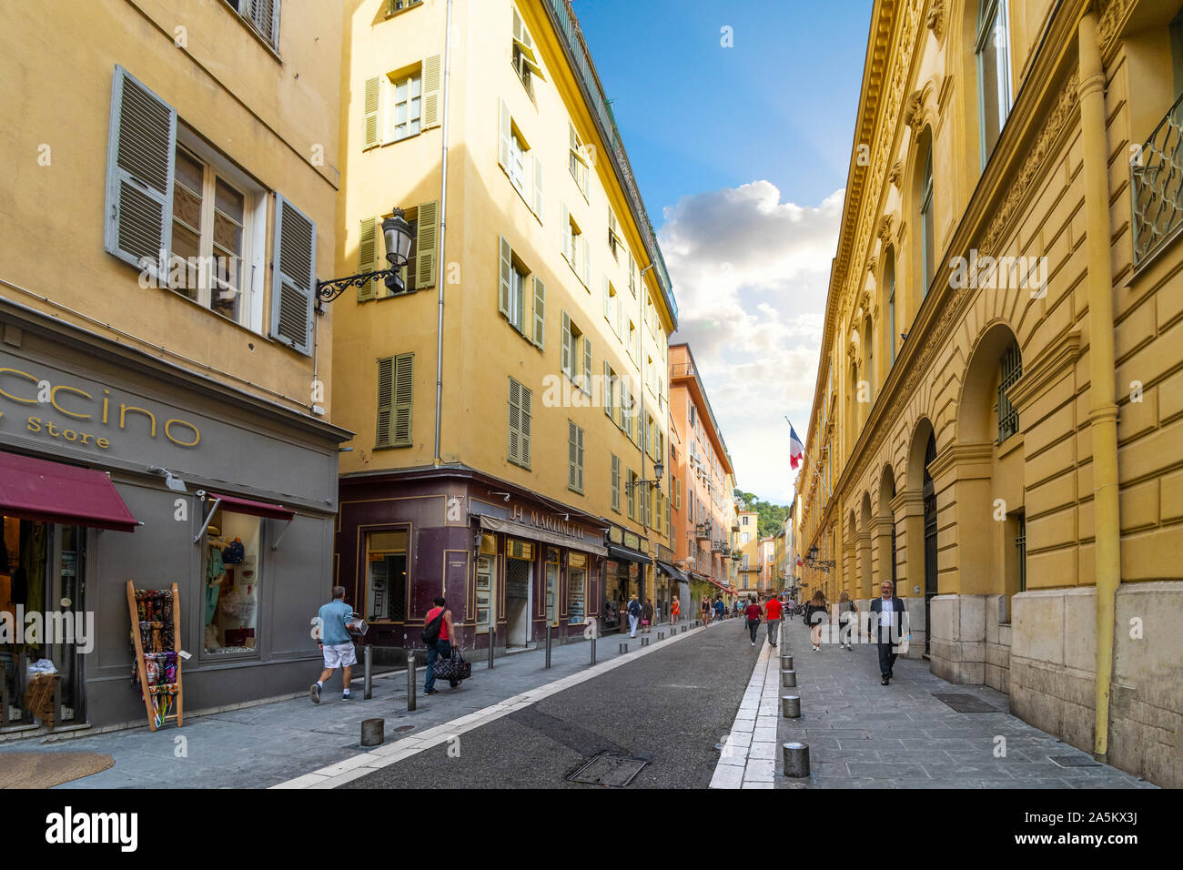 One of the main streets leading to Old Town or Vieux Nice in the ...