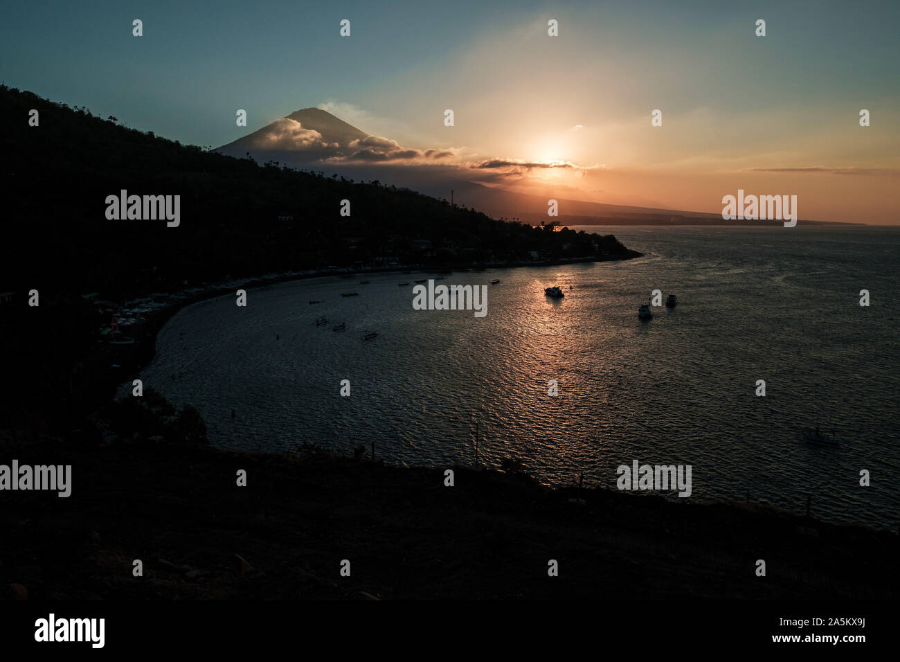 Sunset behind impressive vulcano Stock Photo - Alamy