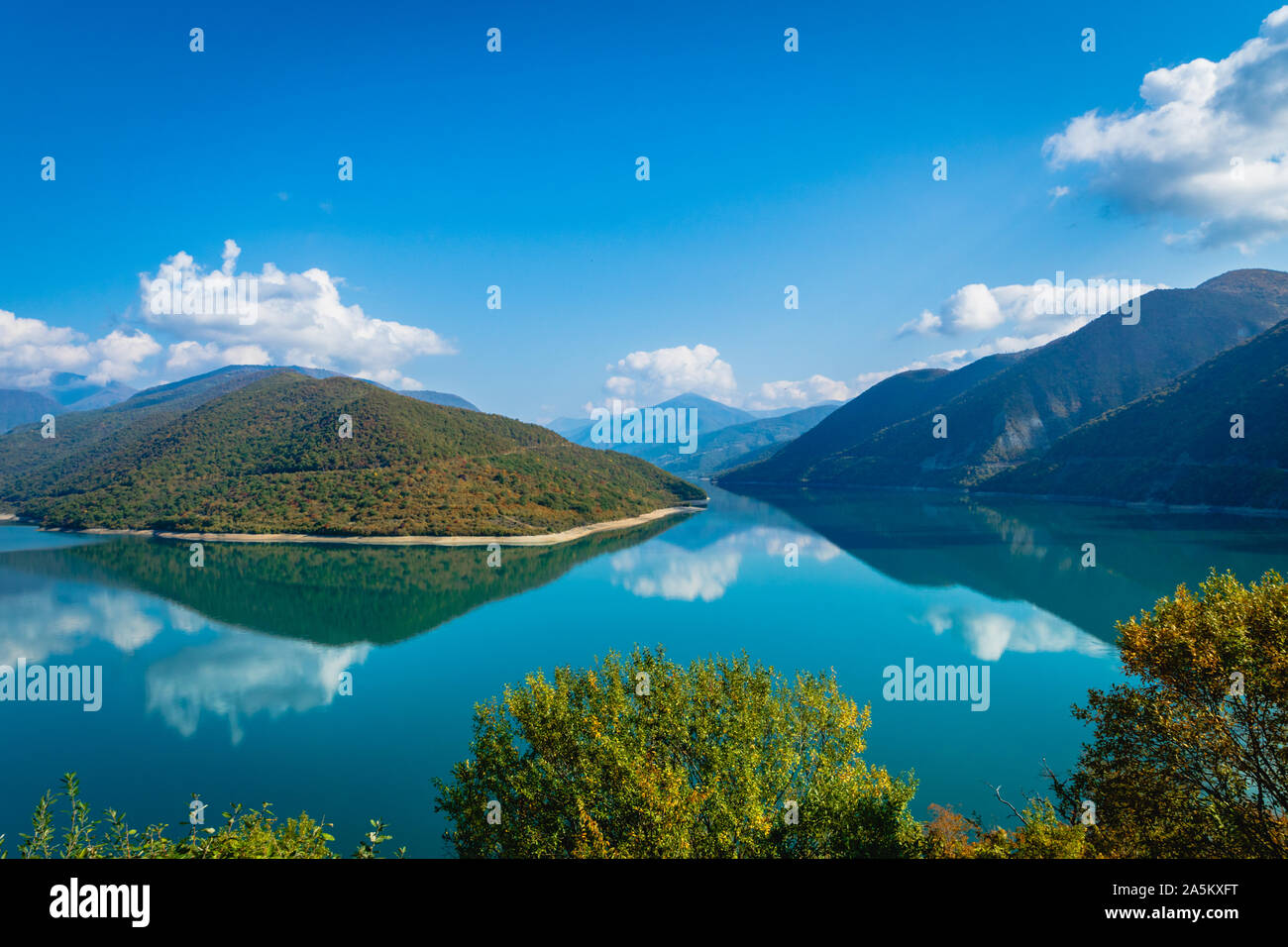 View of Zhinvali Reservoir, Ananuri Lake, in Autumn near the capital ...