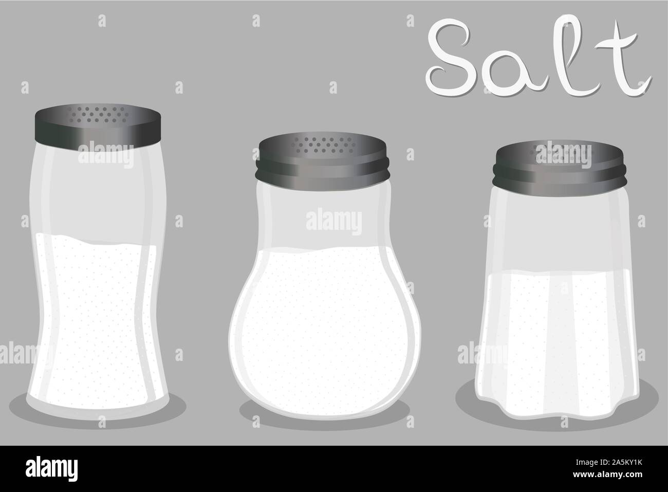 Illustration on theme big set different types glassware filled salt ...