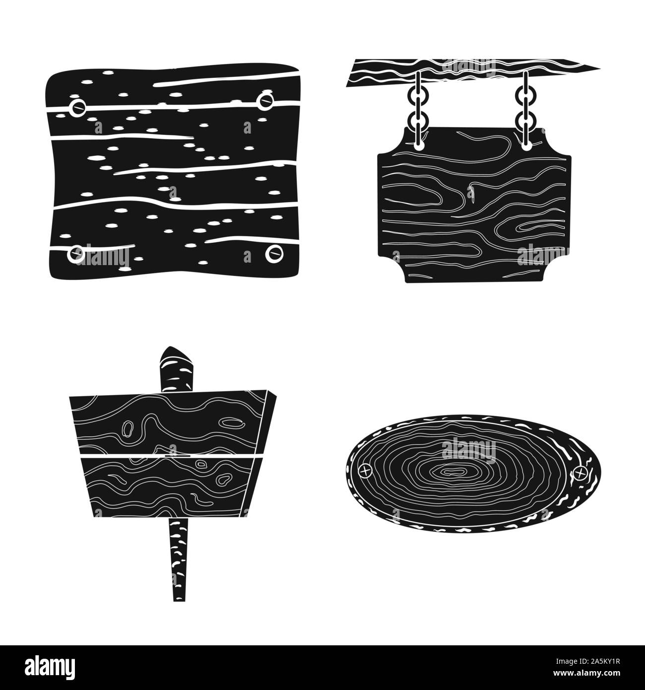 Isolated object of raw and hardwood icon. Collection of raw and wood ...