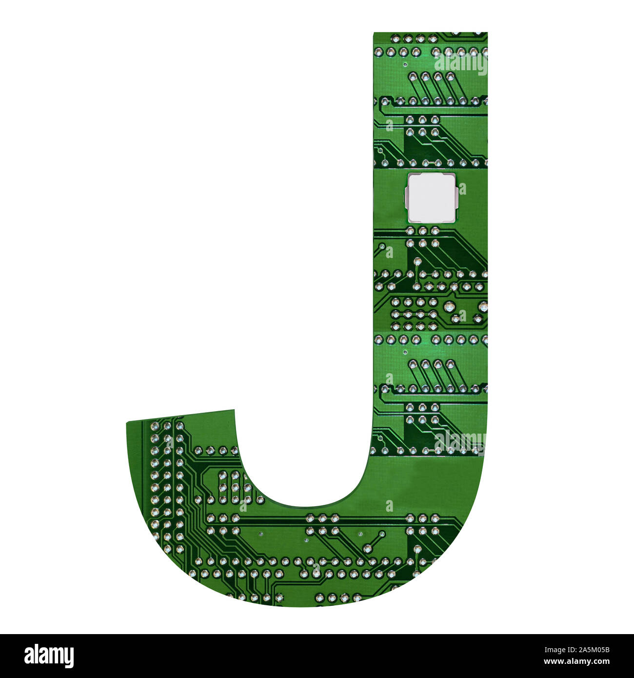 Letter J, Alphabet in circuit board style. Digital hi-tech letter ...