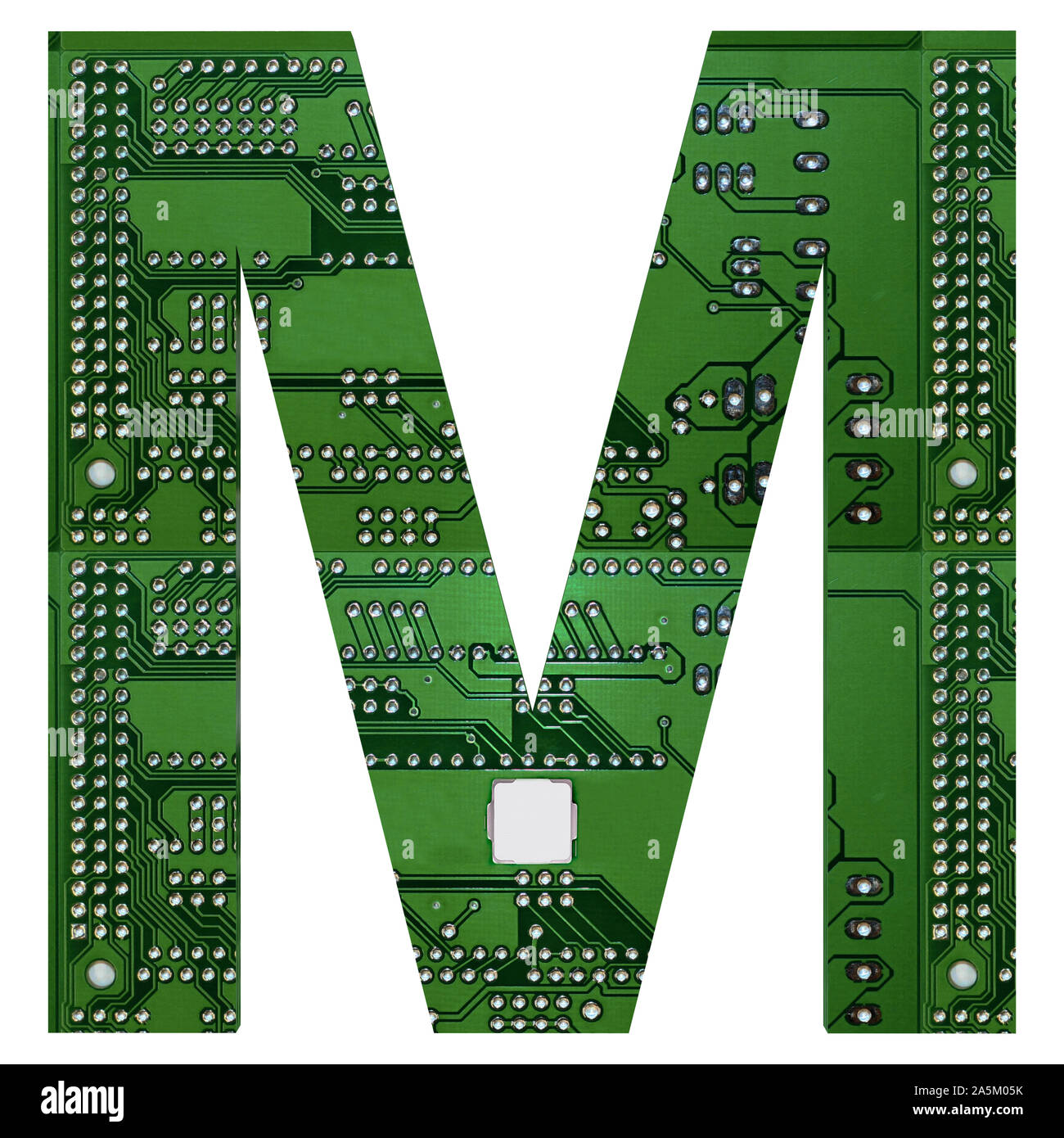Letter M, Alphabet in circuit board style. Digital hi-tech letter ...