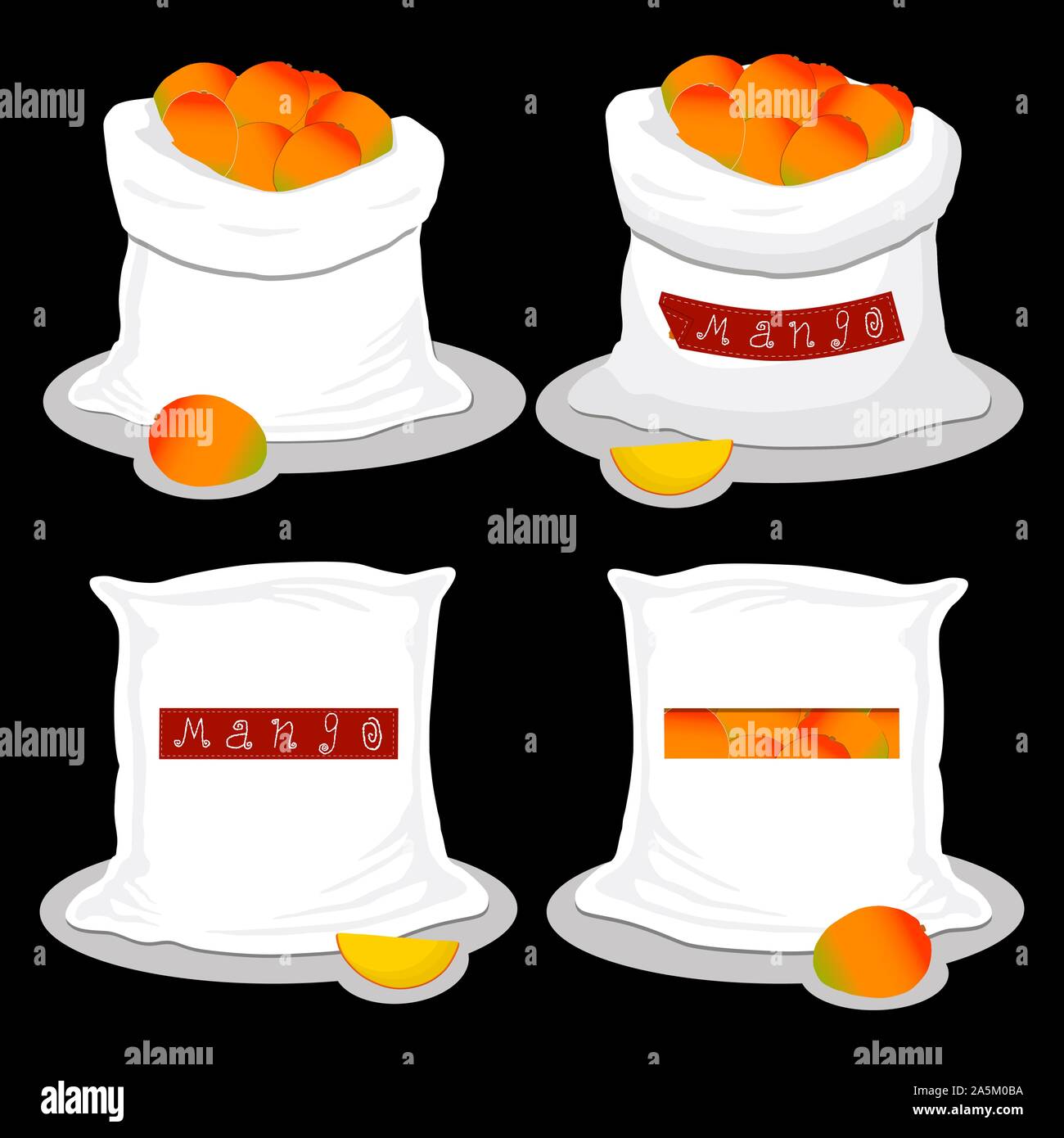 Vector icon illustration logo for bags filled with fruit tropical mango ...