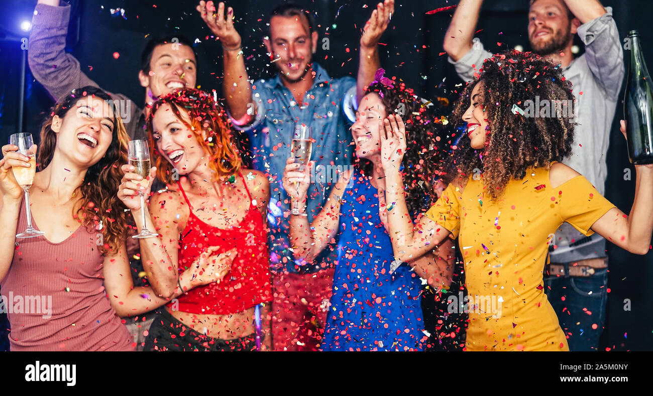 People Partying At A Club And Drinking