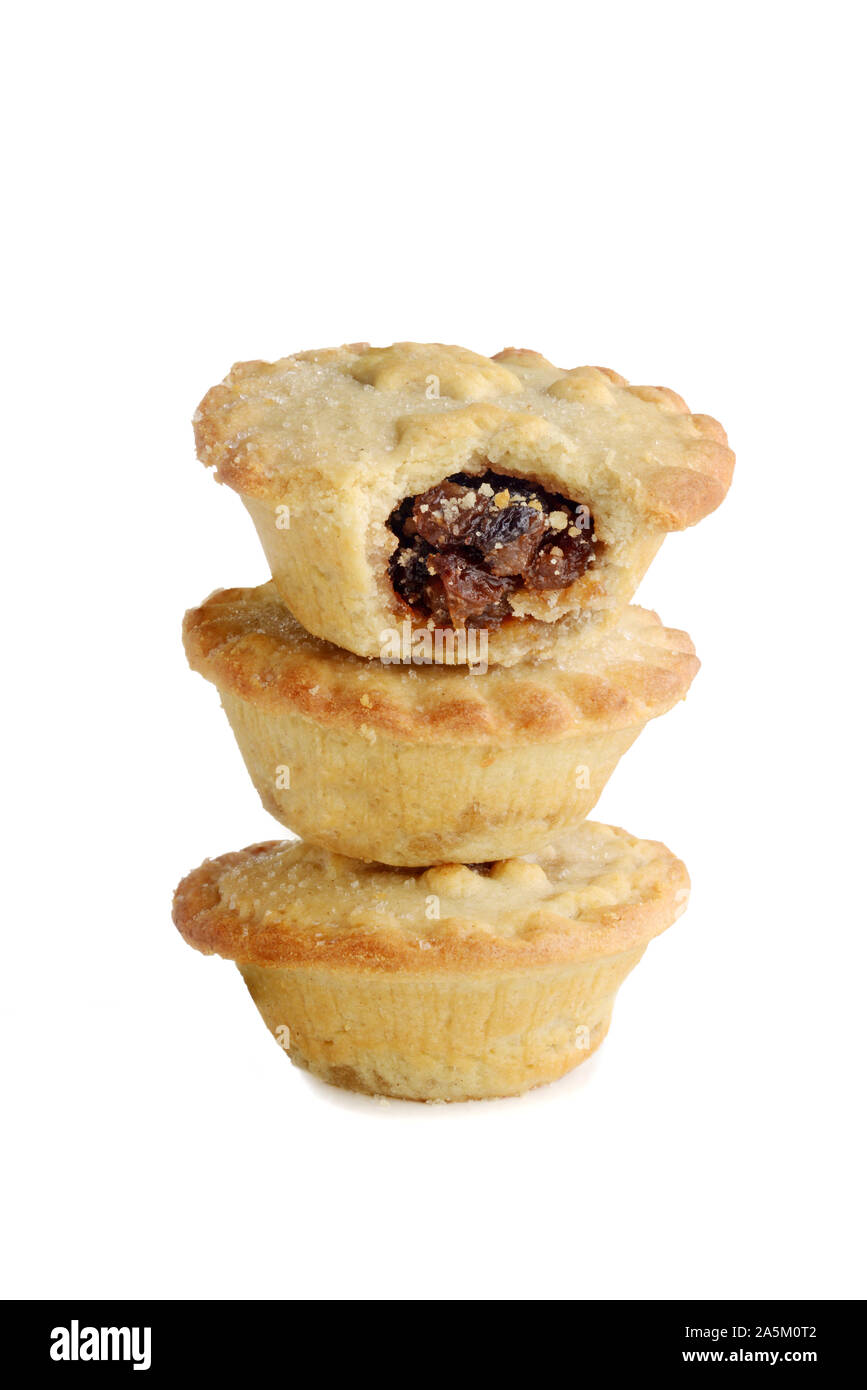 stack of mincemeat pies on white background Stock Photo - Alamy