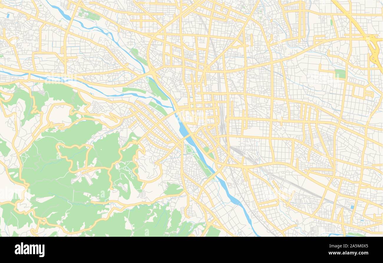 Printable street map of Takasaki, Prefecture Gunma, Japan. Map template ...
