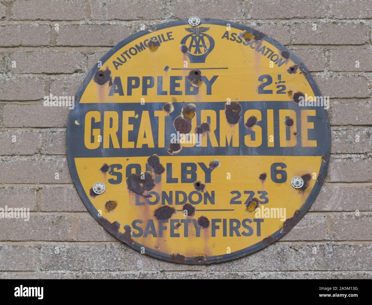 Old AA sign, Great Ormside, Cumbria Stock Photo - Alamy