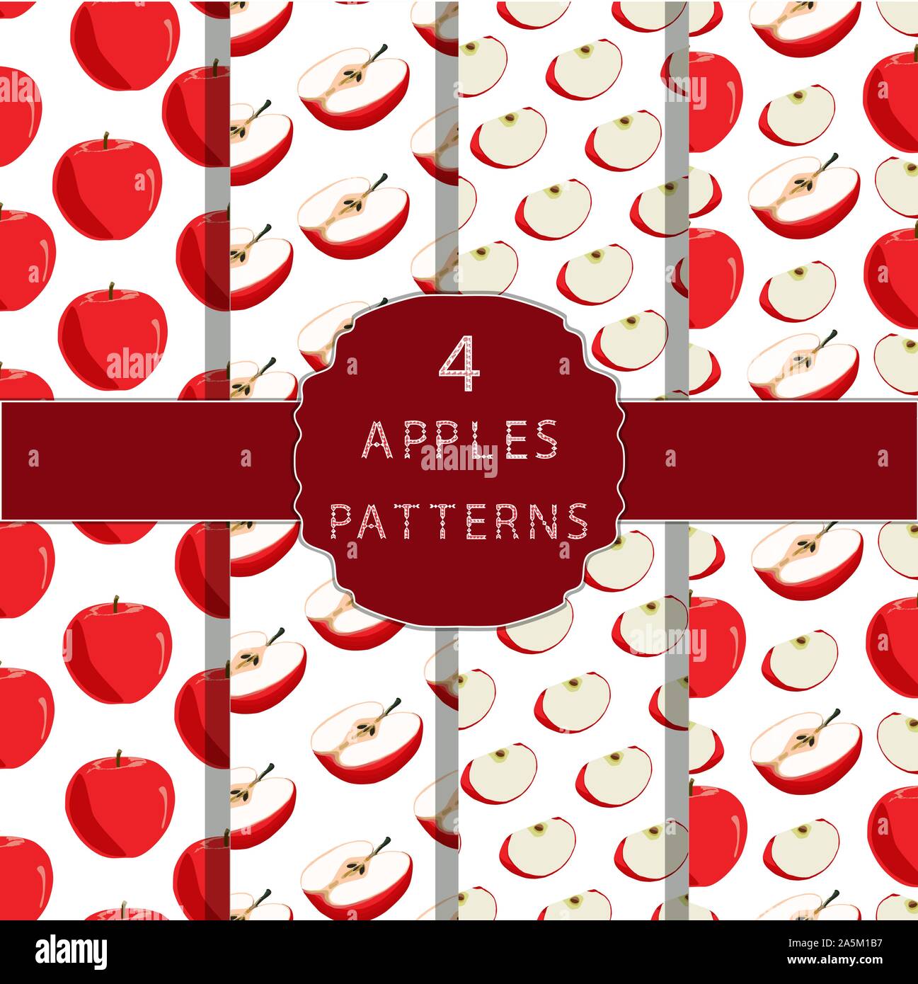 Illustration on theme big colored seamless apple pattern, type of ...