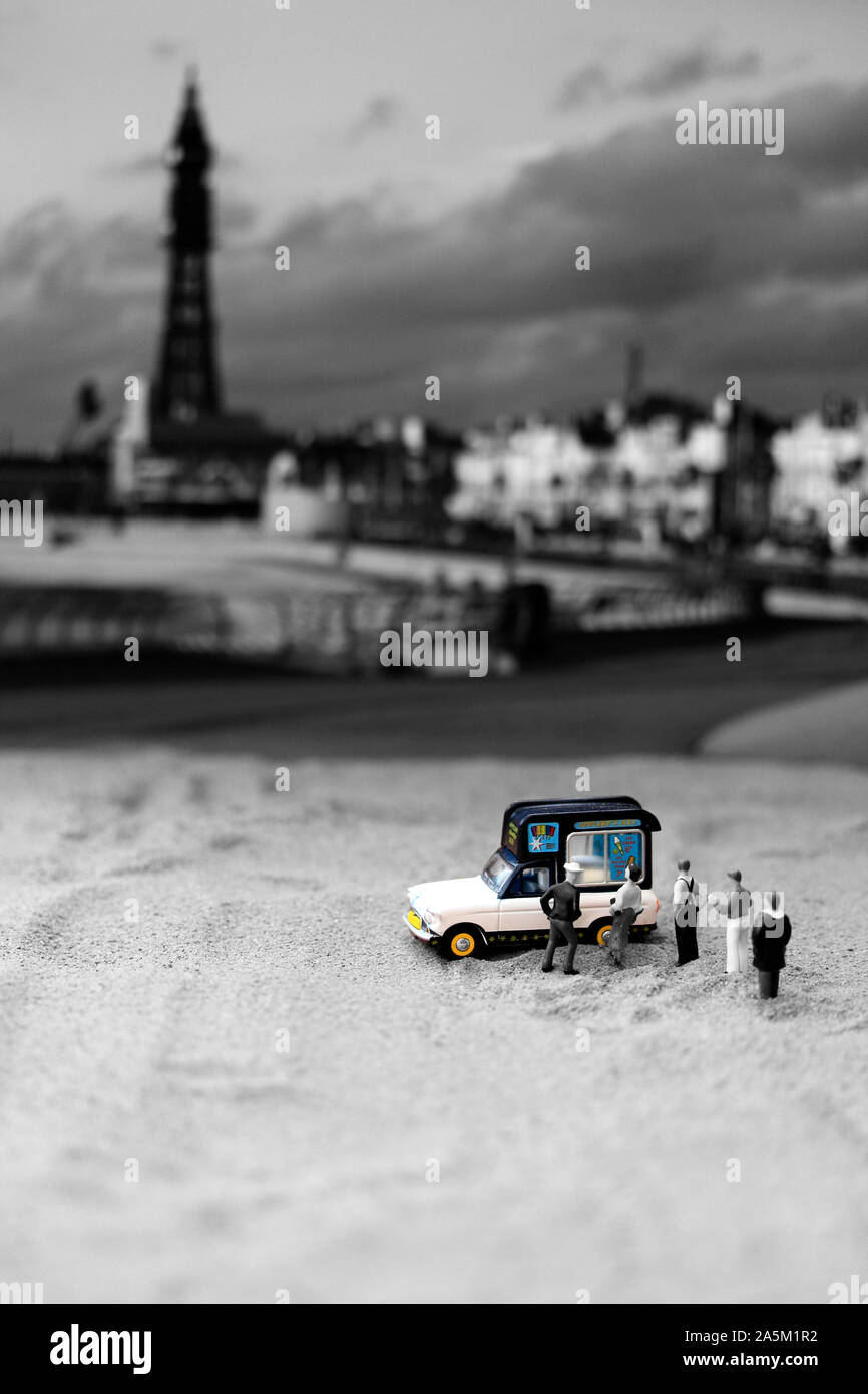 Model van and people still-life beach scene Stock Photo - Alamy