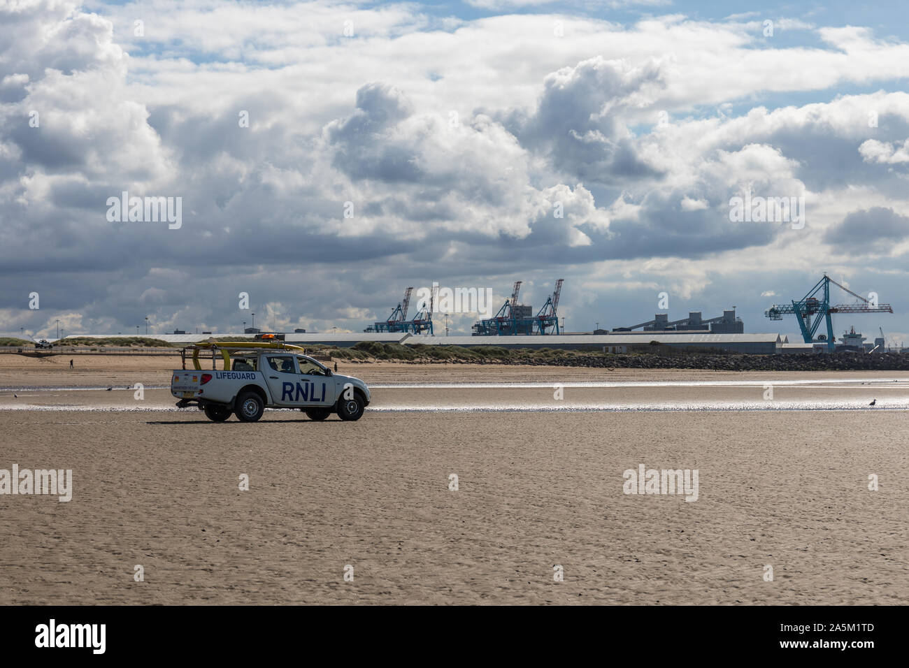 RNLI lifeguard pick-up truck at Crosby Beach, Liverpool, Merseyside, UK ...