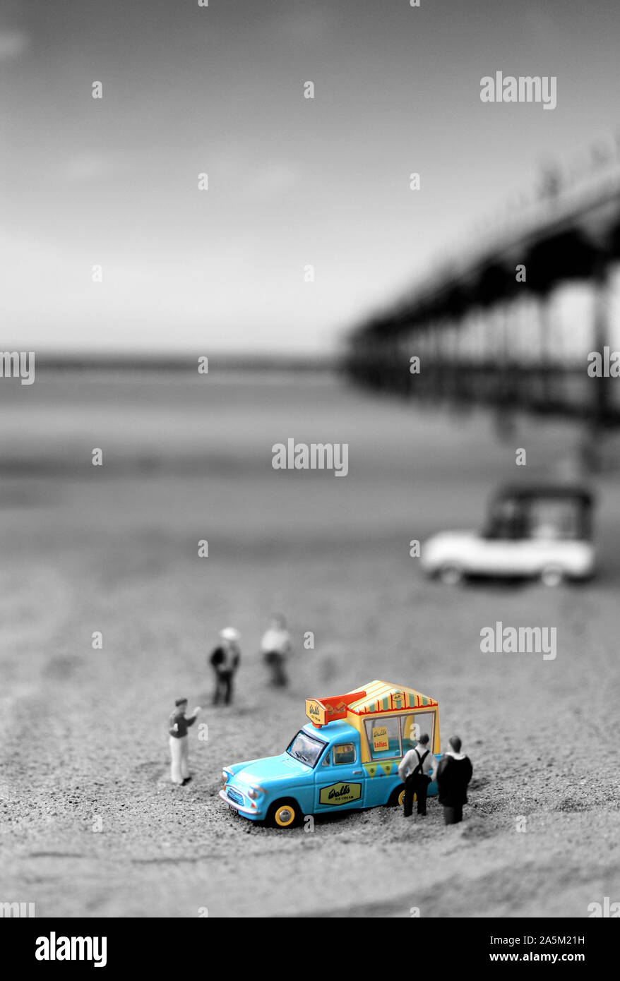Model van and people still-life beach scene Stock Photo - Alamy