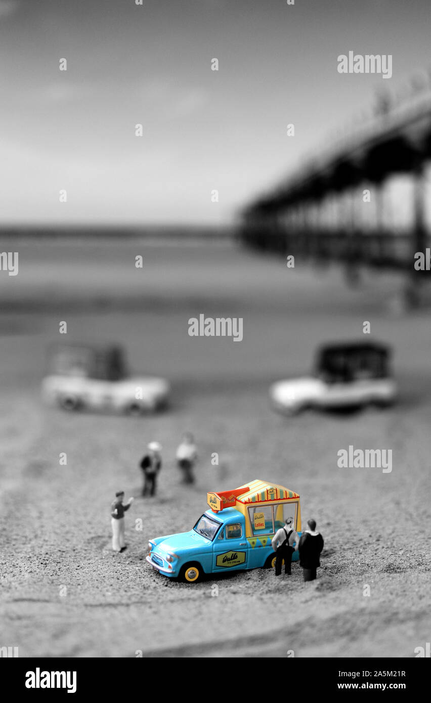 Model van and people still-life beach scene Stock Photo - Alamy