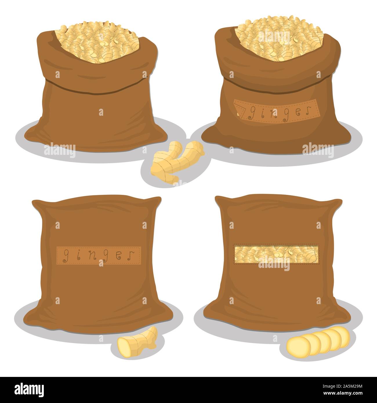 Vector illustration logo for bags filled with spice herb seasoning root ...