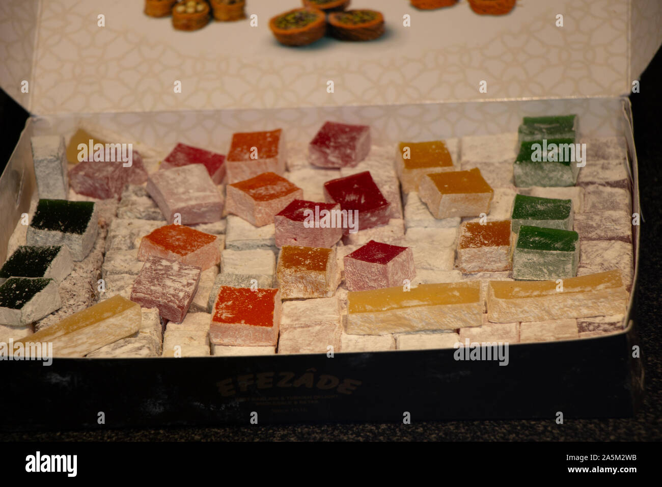 Traditional Turkish Delight, Sugar coated soft candy Stock Photo - Alamy