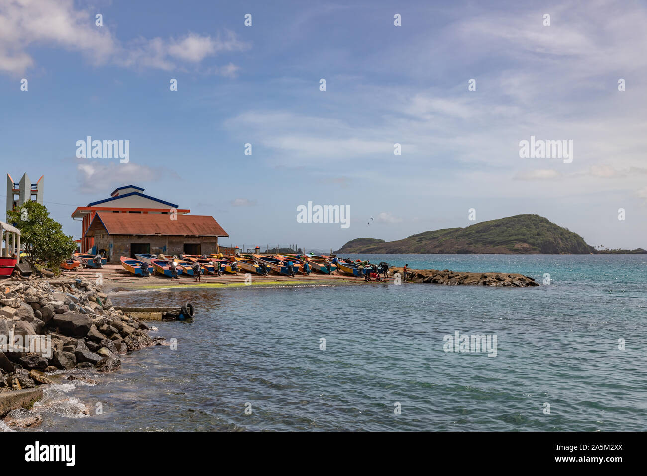 Saint Vincent and the Grenadines, Paget farm boats in fishing village ...