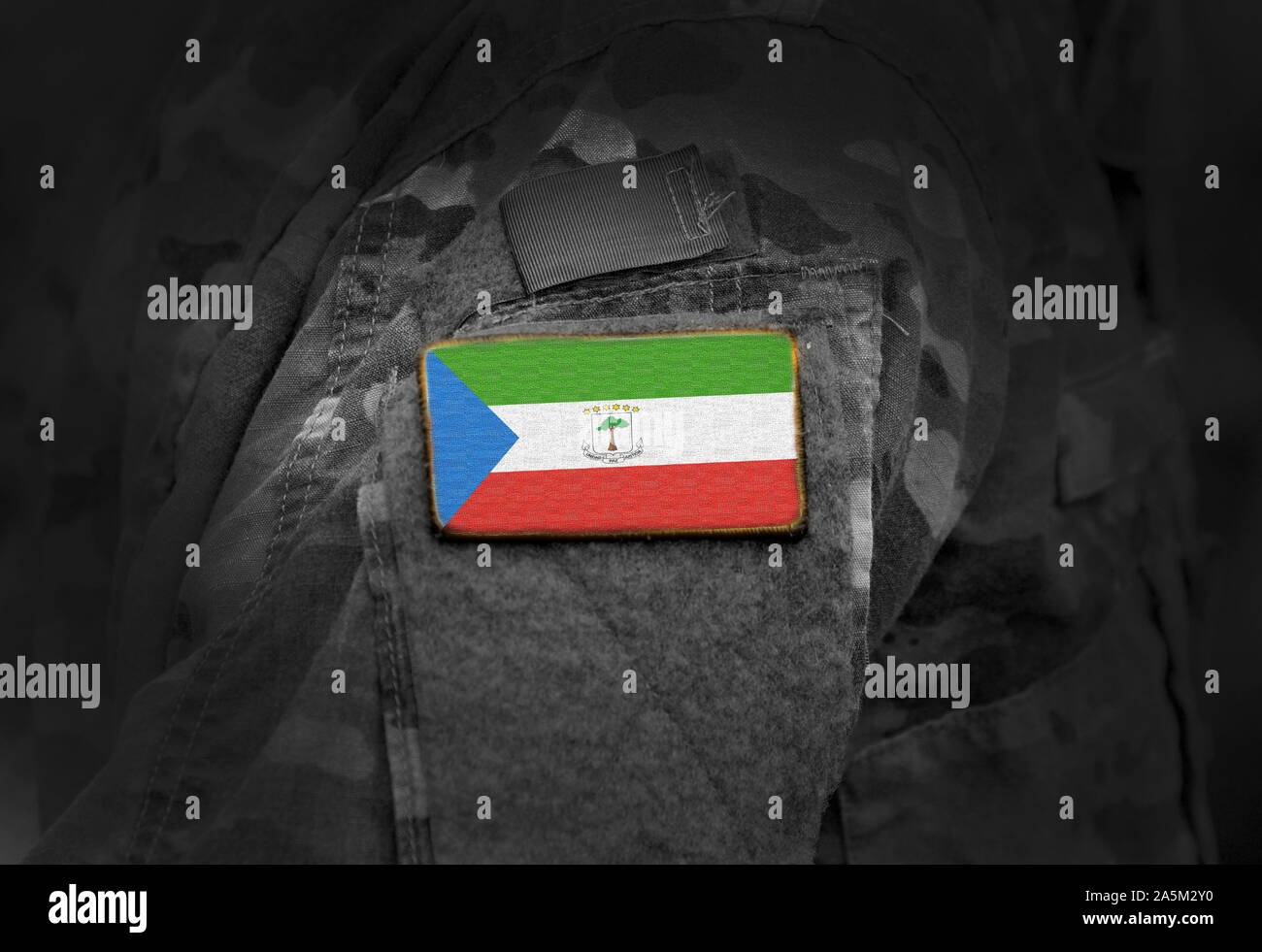 Flag of Equatorial Guinea on military uniform. Army, troops, soldiers ...