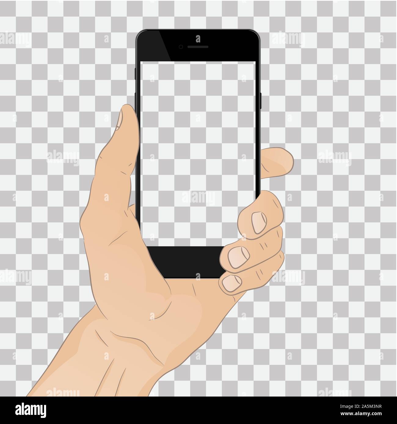 Hand holding black phone. Vector illustration Stock Vector Image & Art ...