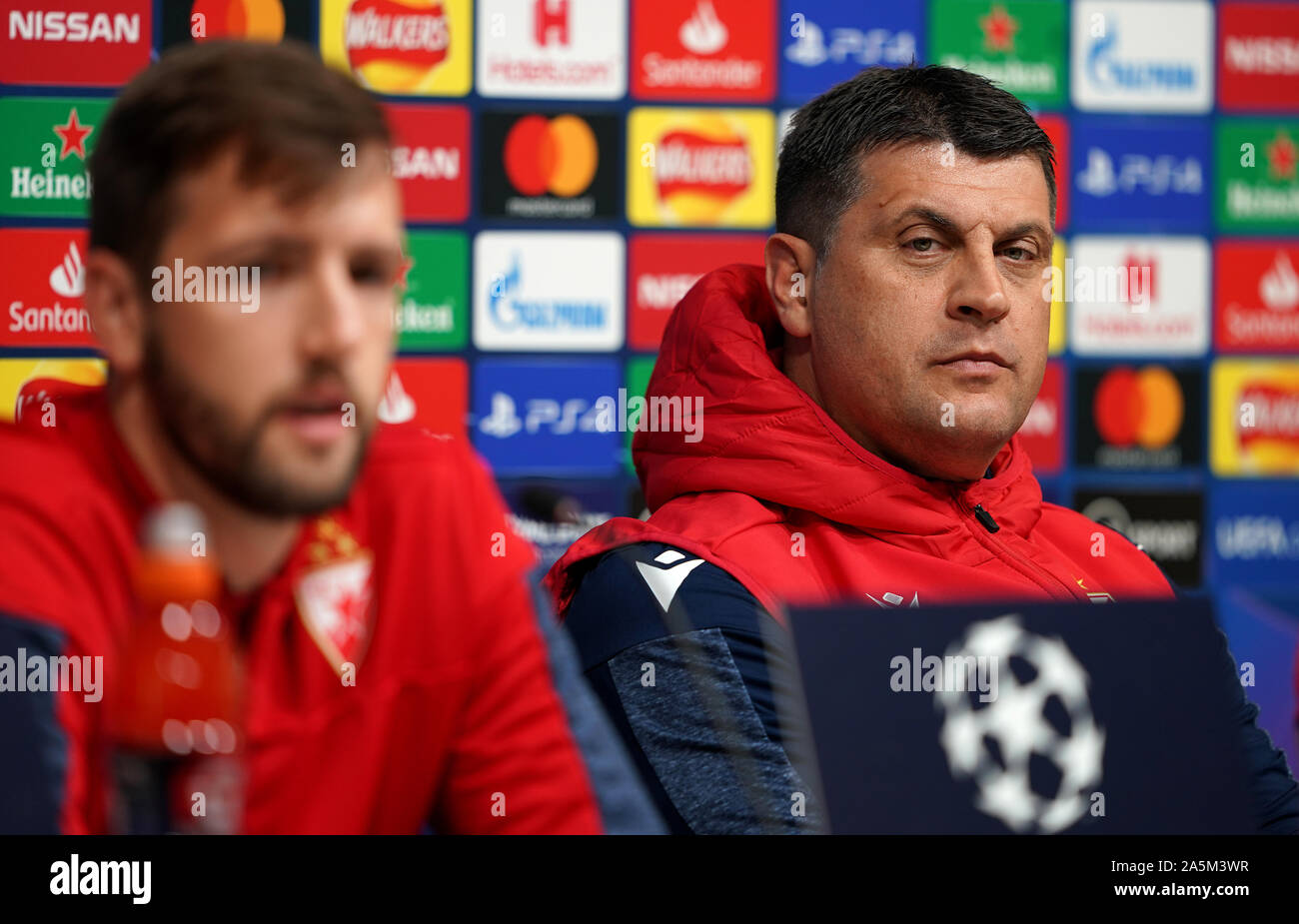 Red Star Belgrade manager Vladan Milojevic (right) with Nemanja ...