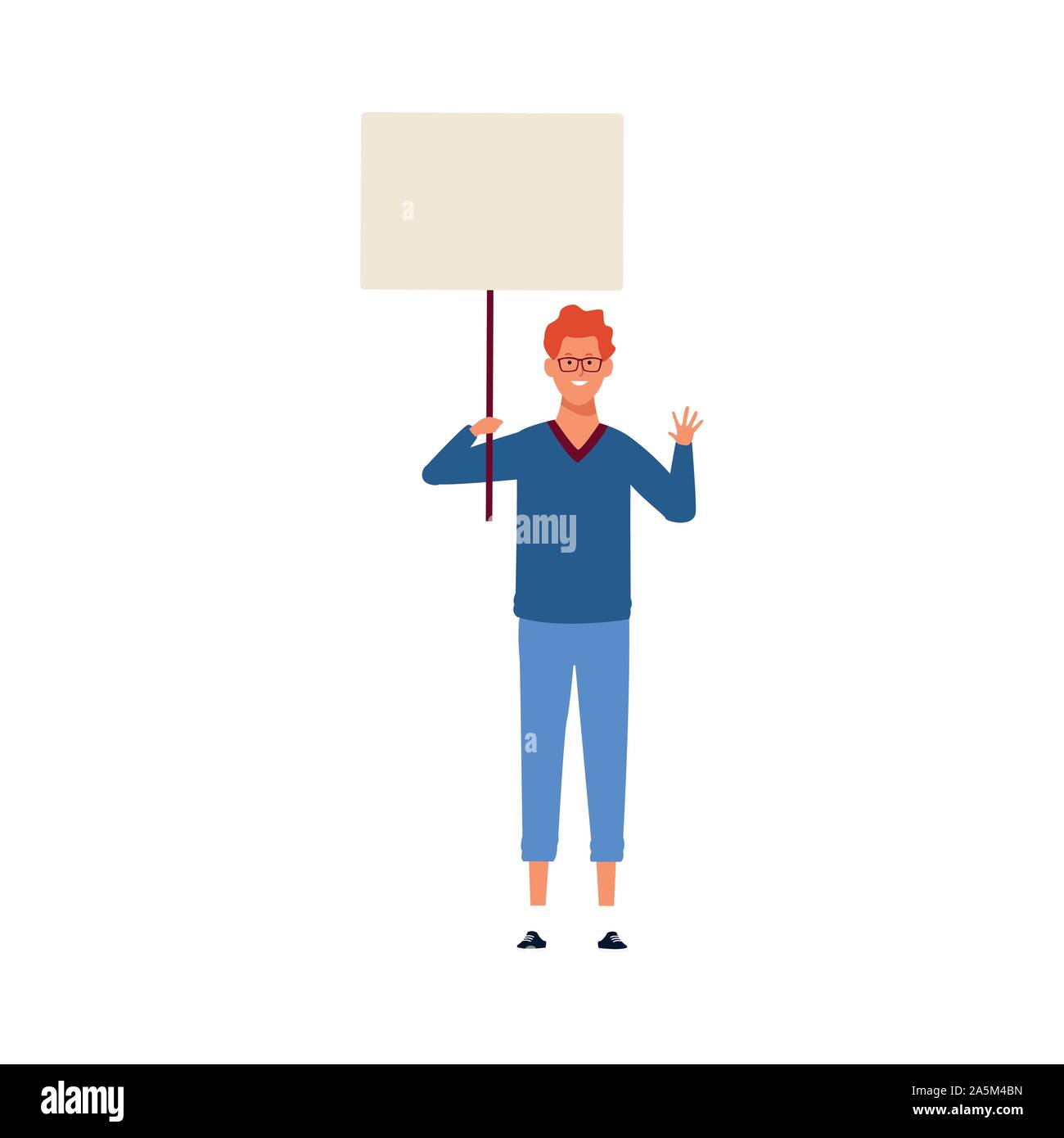 cartoon man smiling with blank poster, colorful design Stock Vector ...