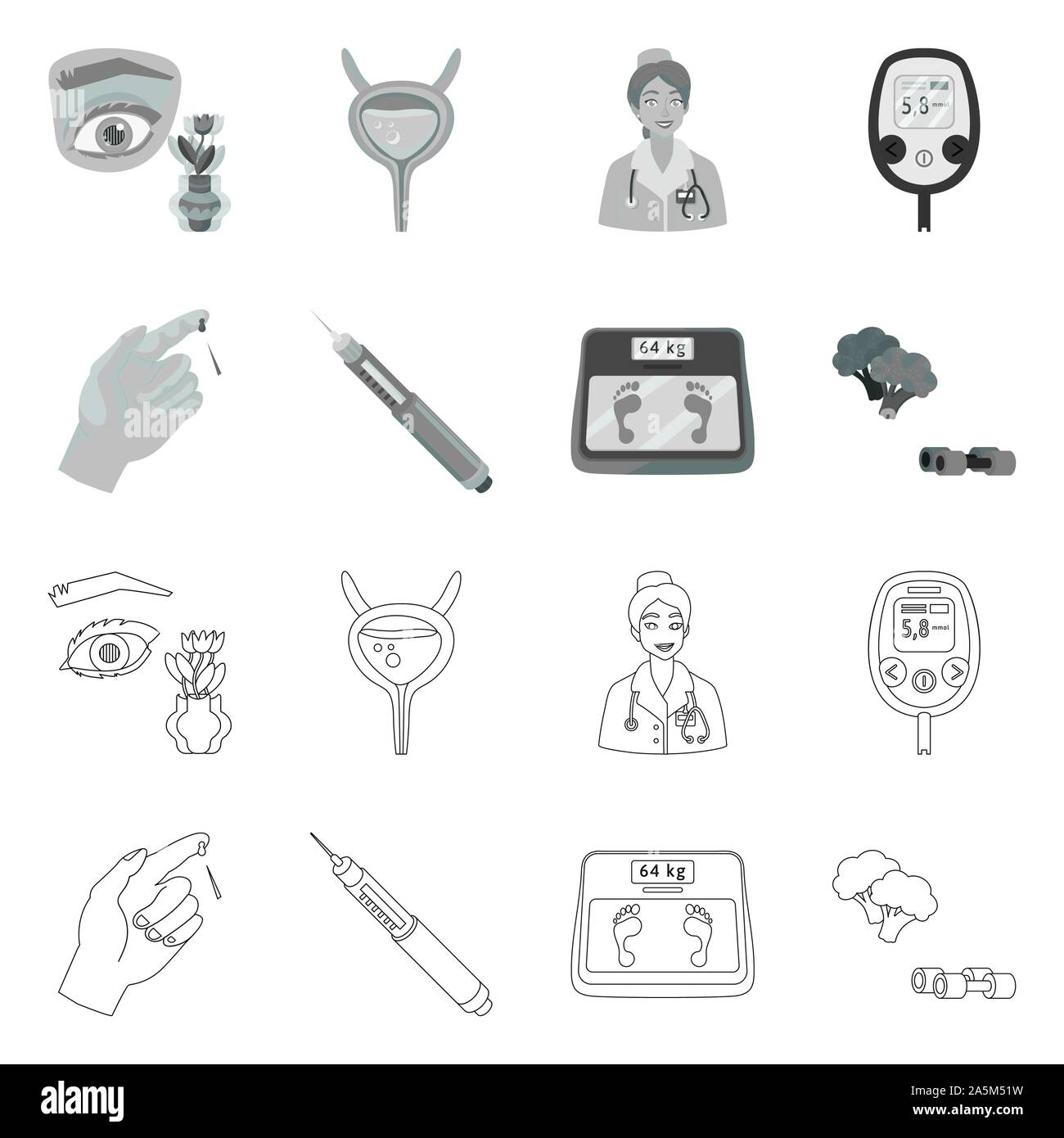 Vector design of diet and treatment sign. Collection of diet and ...
