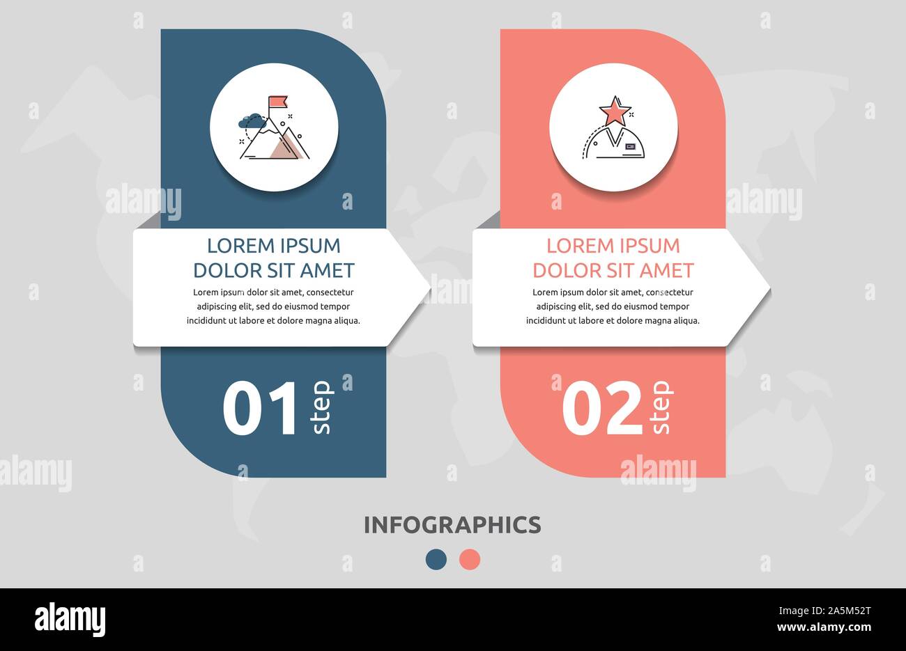 Vector infographic flat template rectangle and arrow for two diagrams, graph. Business concept ...