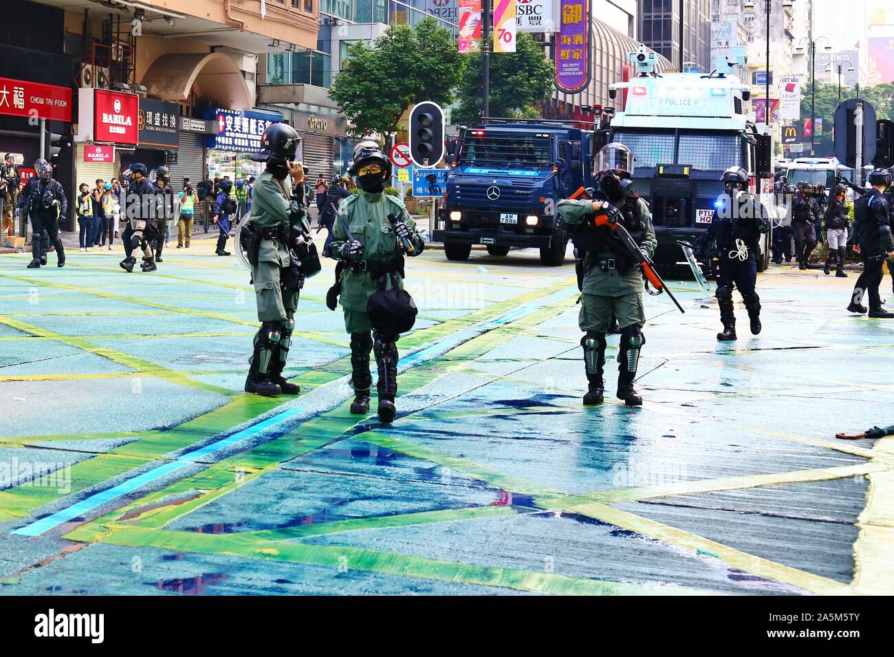 Hong Kong, China. 20th Oct, 2019. Violent riots break out after an ...