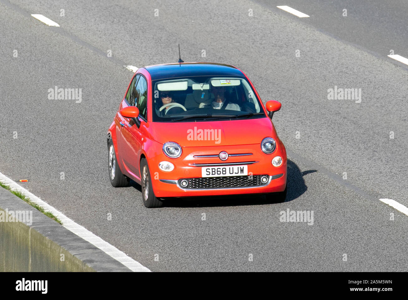 2018 orange Fiat 500 Lounge; UK Vehicular traffic, transport, modern ...