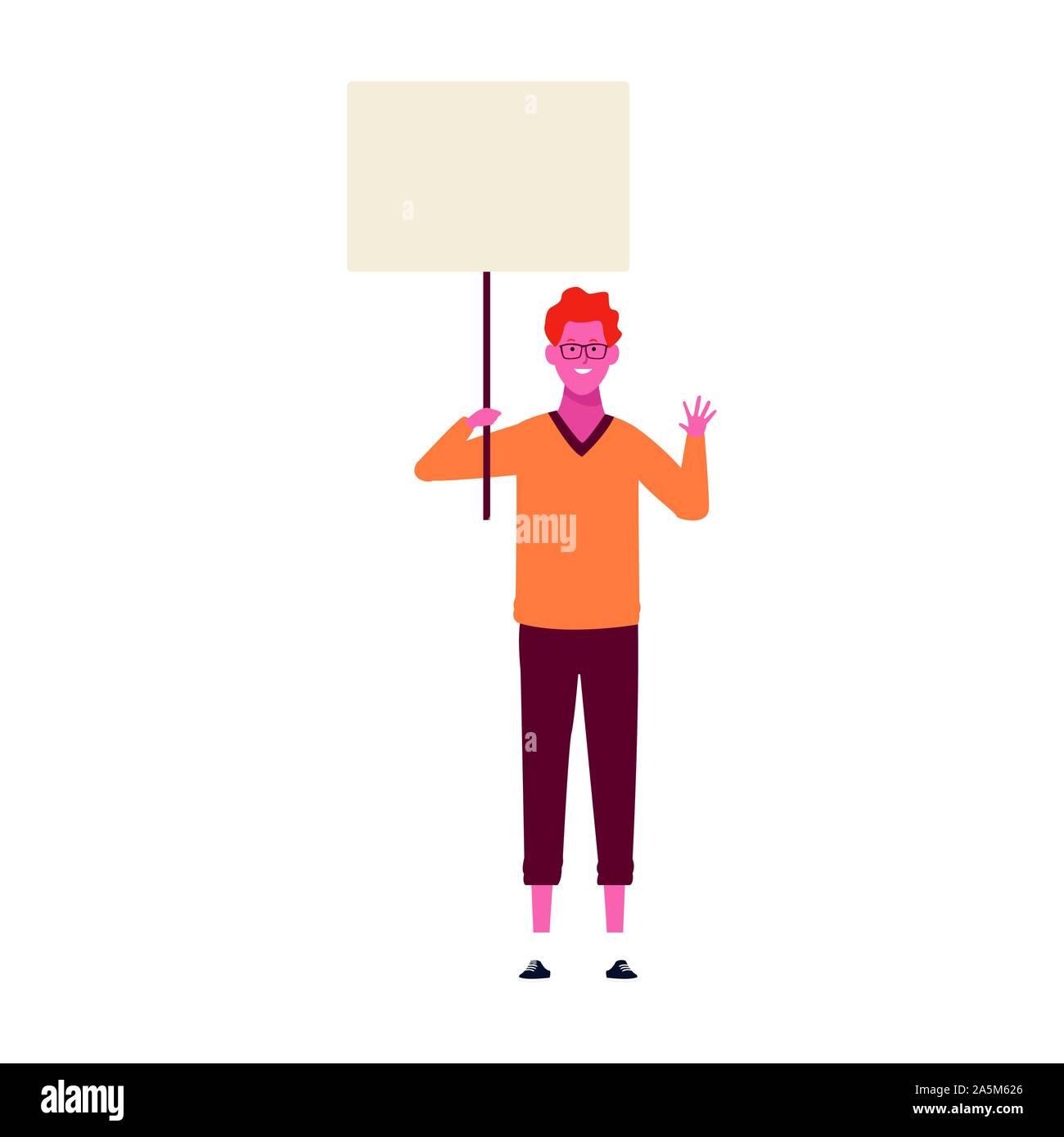 cartoon young man with placard icon Stock Vector Image & Art - Alamy