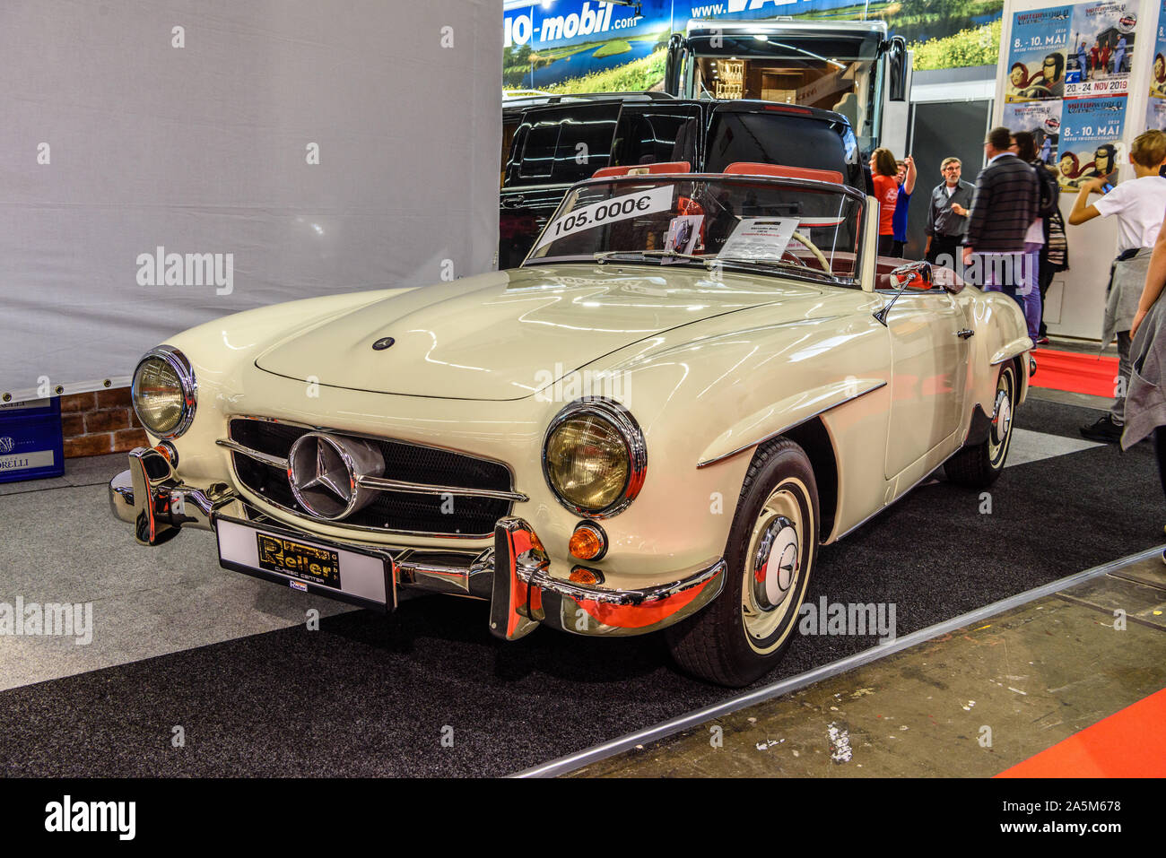 FRANKFURT, GERMANY - SEPT 2019: white ivory MERCEDES-BENZ 190 SL 1957 ...