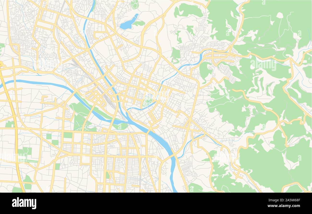 Printable street map of Morioka, Prefecture Iwate, Japan. Map template ...