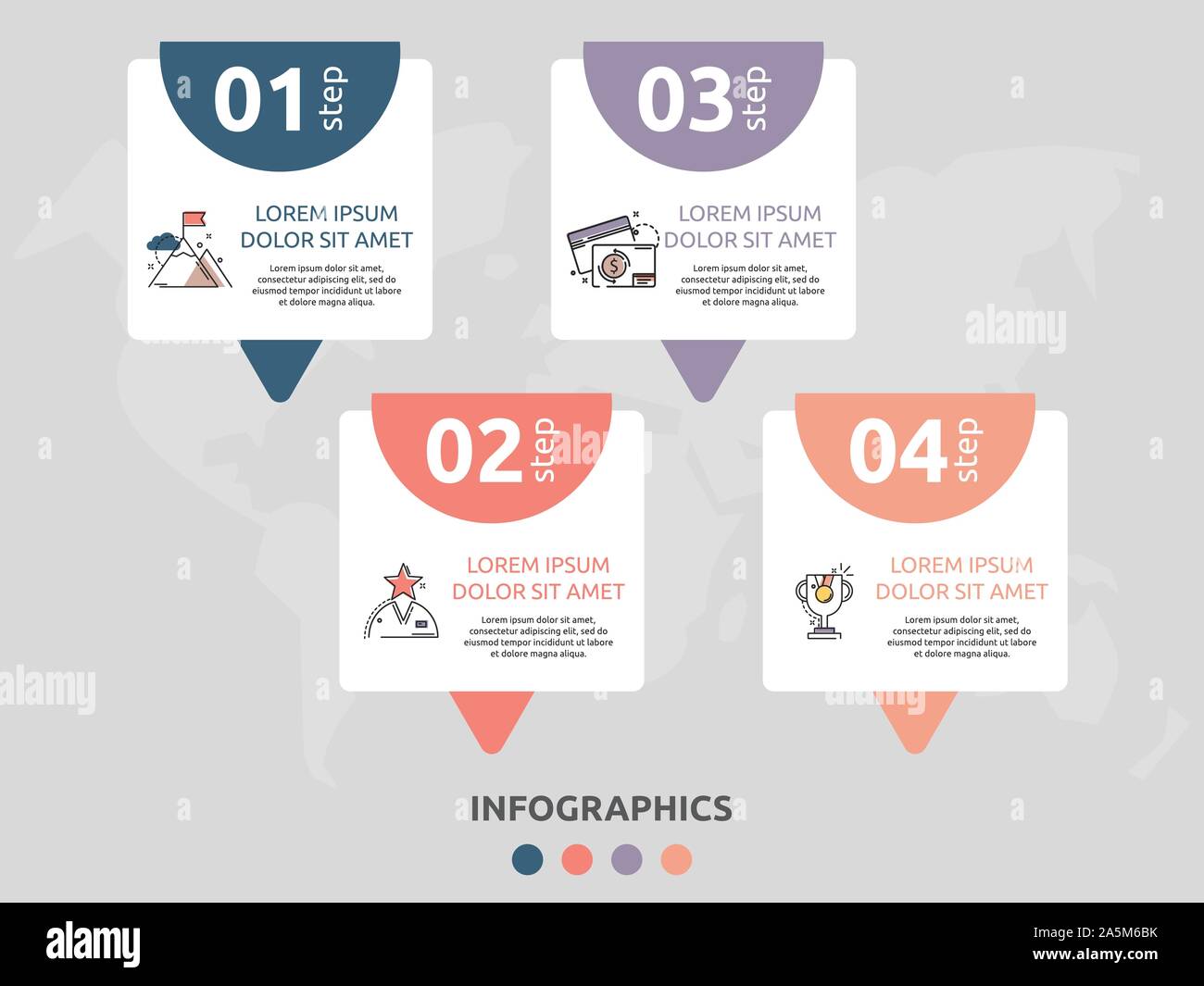 Vector infographic flat template rectangle and arrow for four diagrams ...