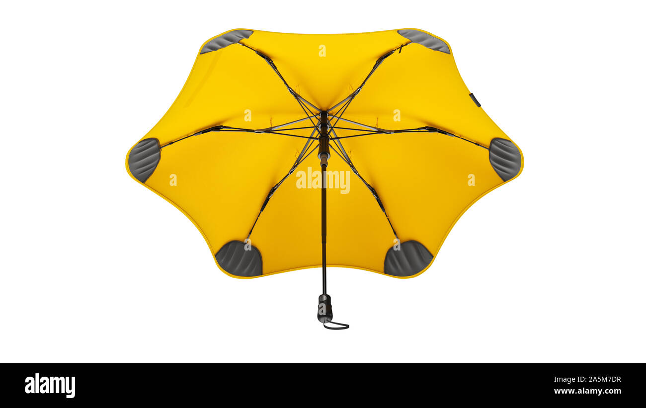 Umbrella parasol open modern yellow, front view. 3D rendering Stock ...