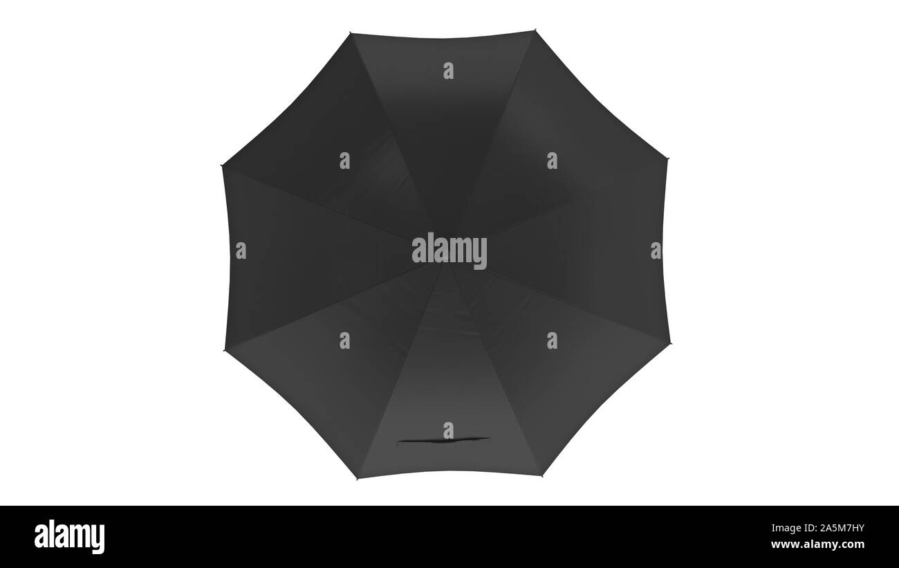 Umbrella parasol open black, top view. 3D rendering Stock Photo - Alamy