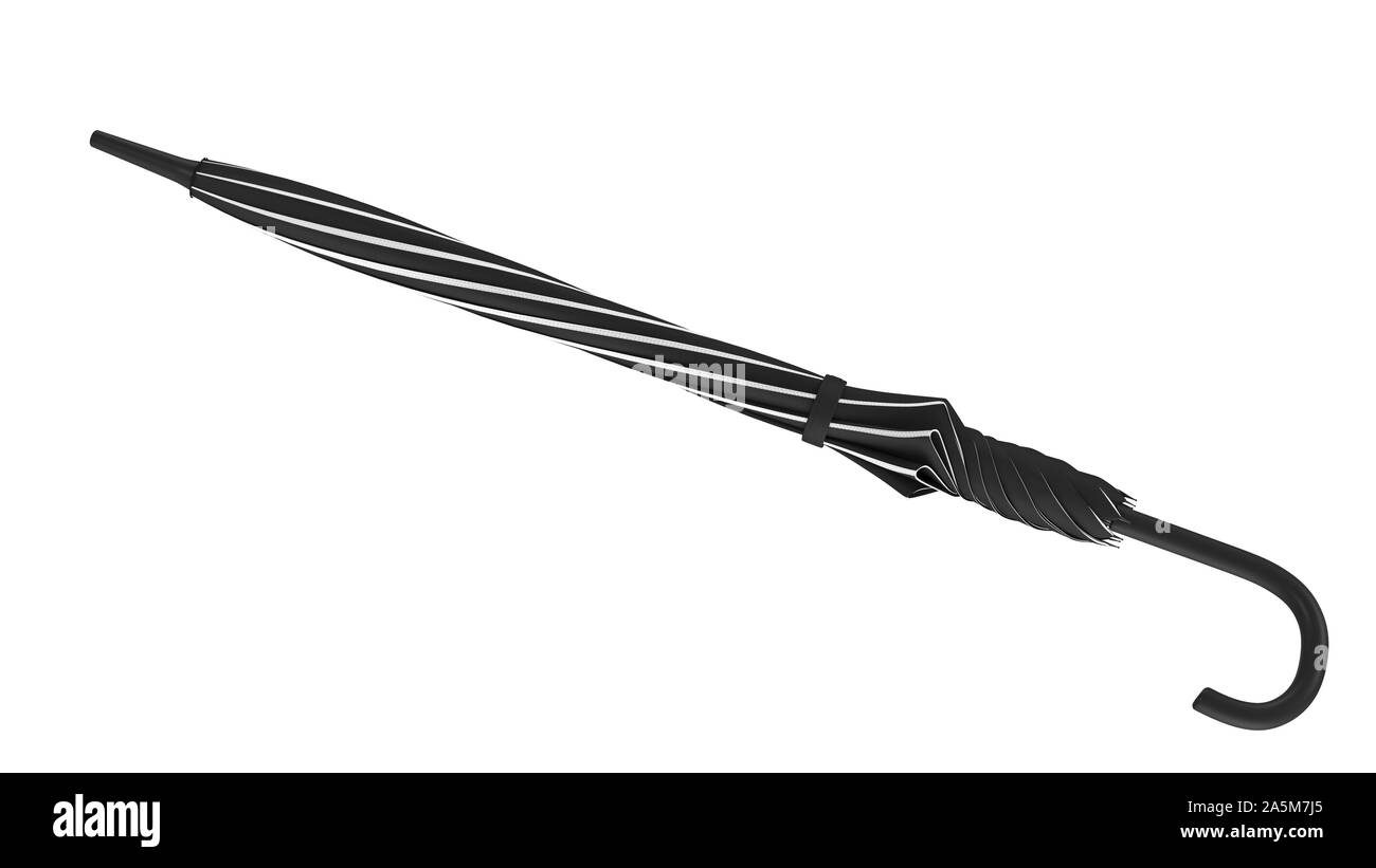 Umbrella parasol classic closed with white inserts. 3D rendering Stock ...