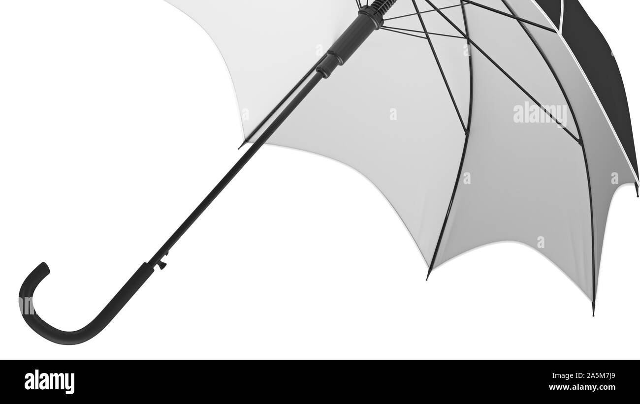 Umbrella parasol classic open with white bottom, close view. 3D ...