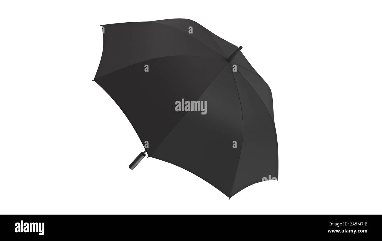 Umbrella parasol open black, back view. 3D rendering Stock Photo - Alamy