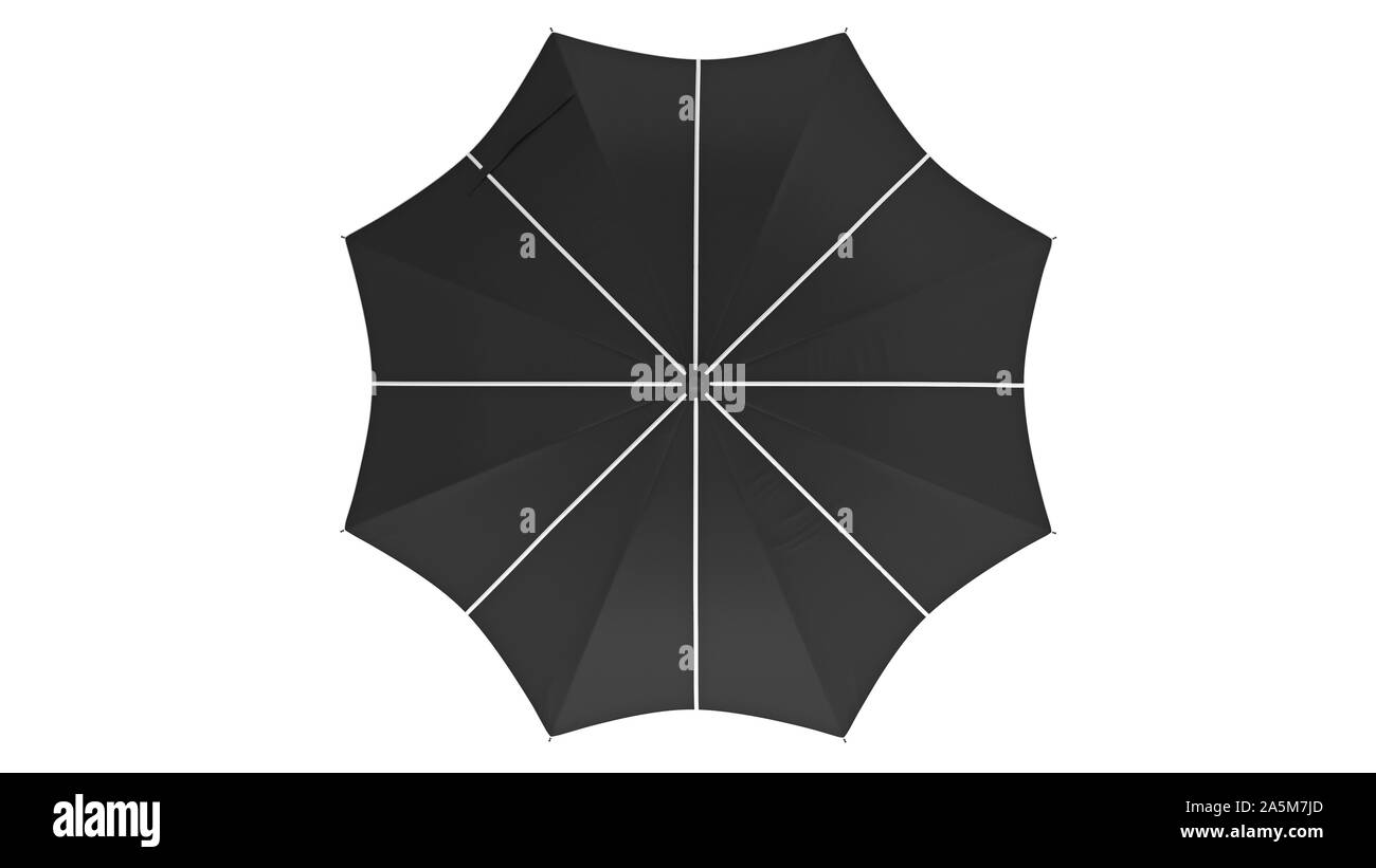 Umbrella parasol classic open with white inserts, top view. 3D ...