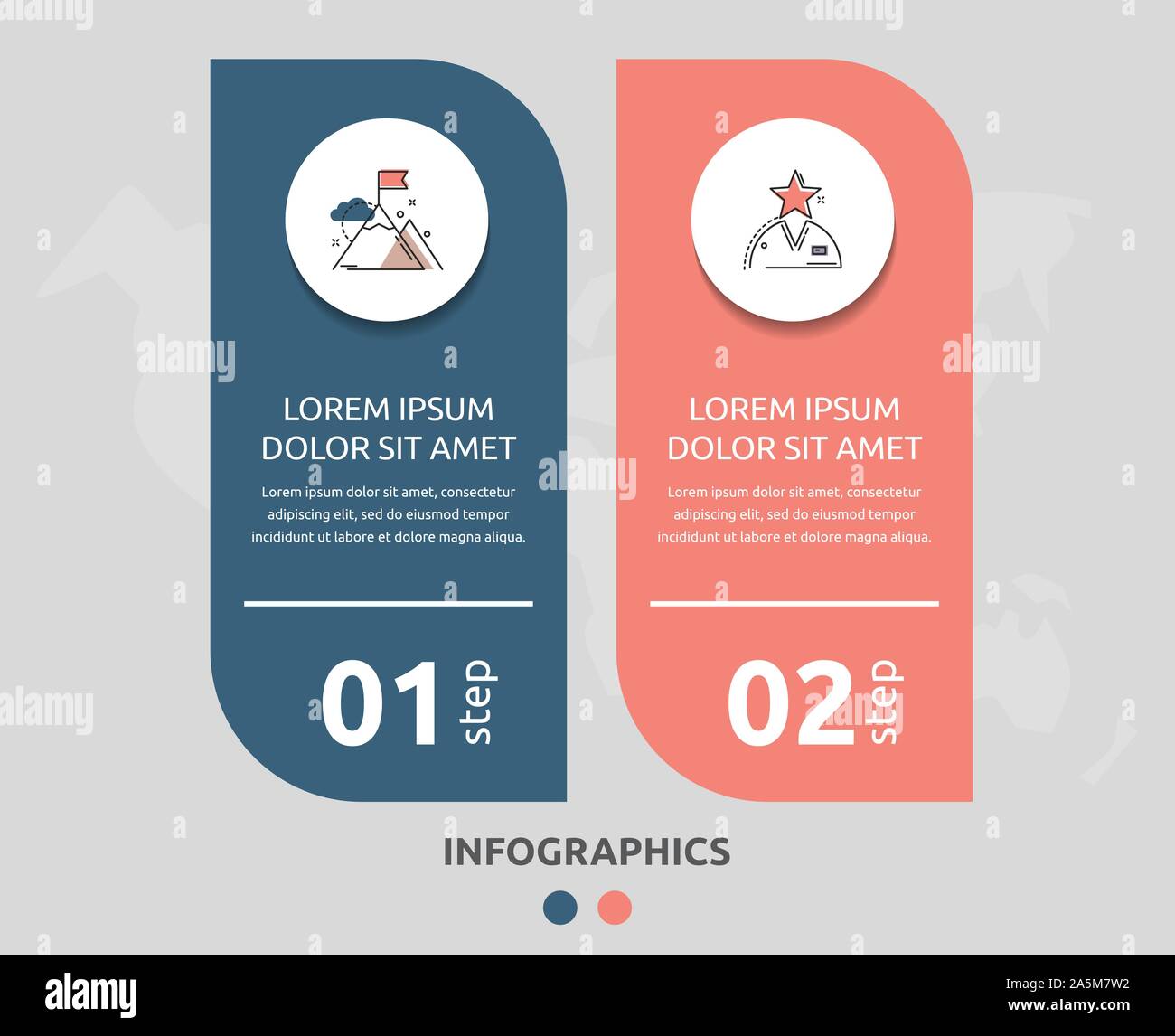 Vector infographic flat template rectangle for two diagrams, graph ...