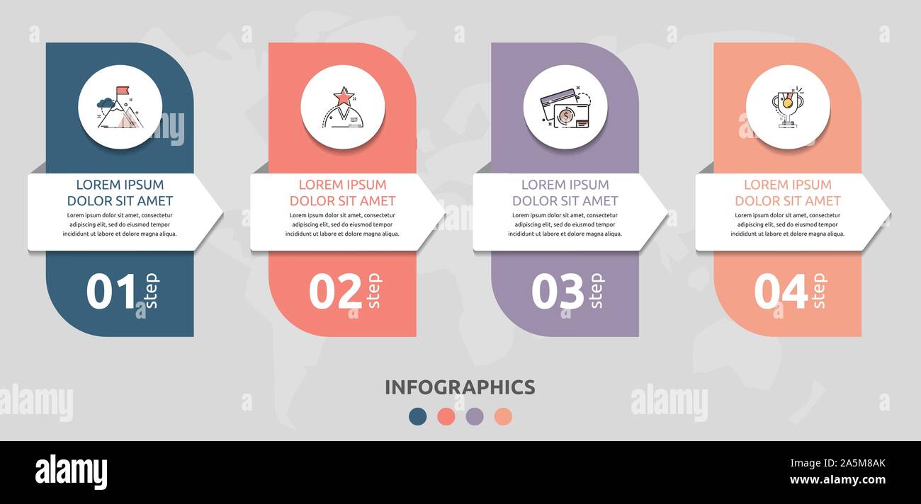 Vector infographic flat template rectangle and arrow for four diagrams, graph. Business concept ...