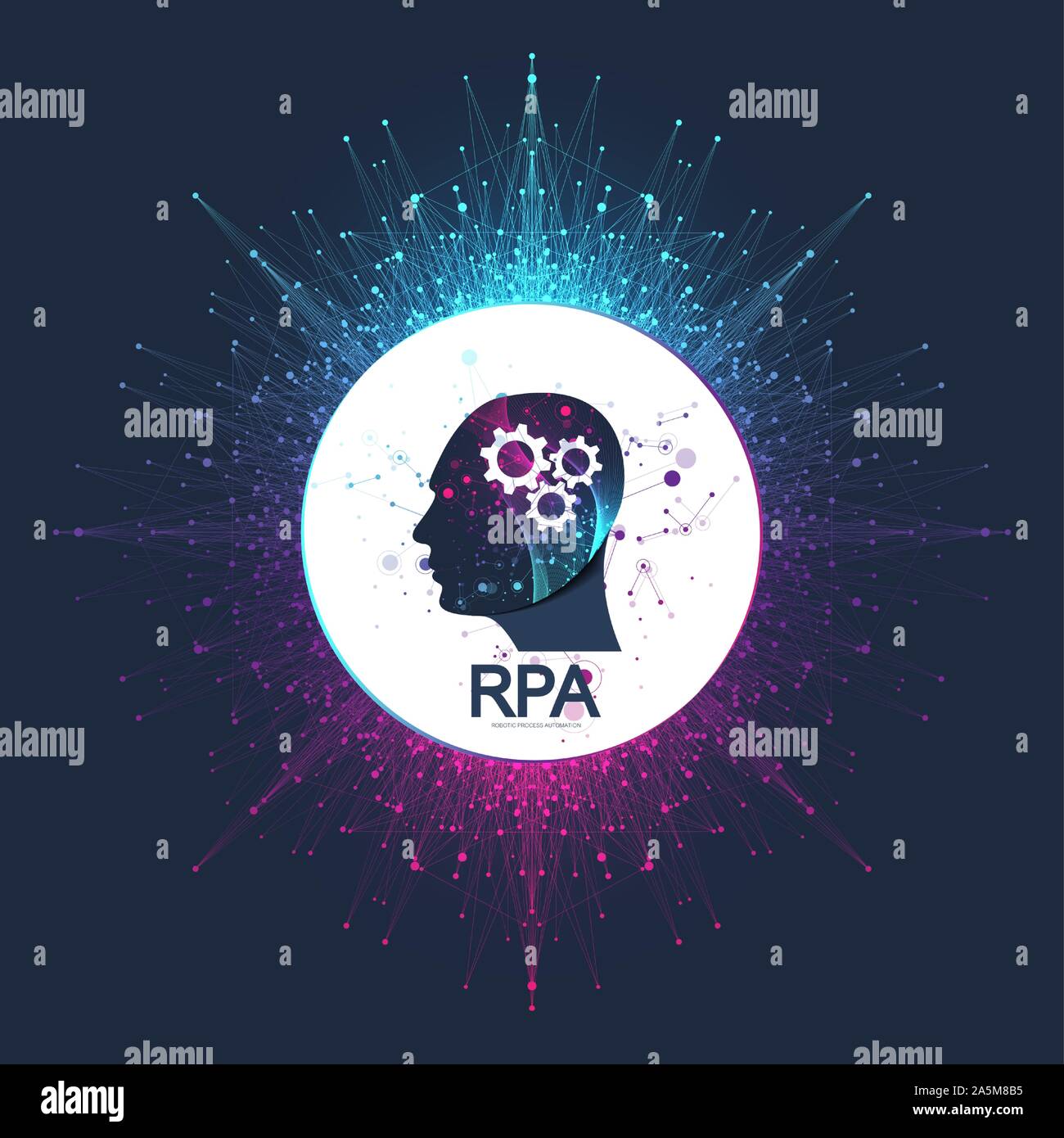 RPA Robotic process automatisation. Futuristic banner template concept ...
