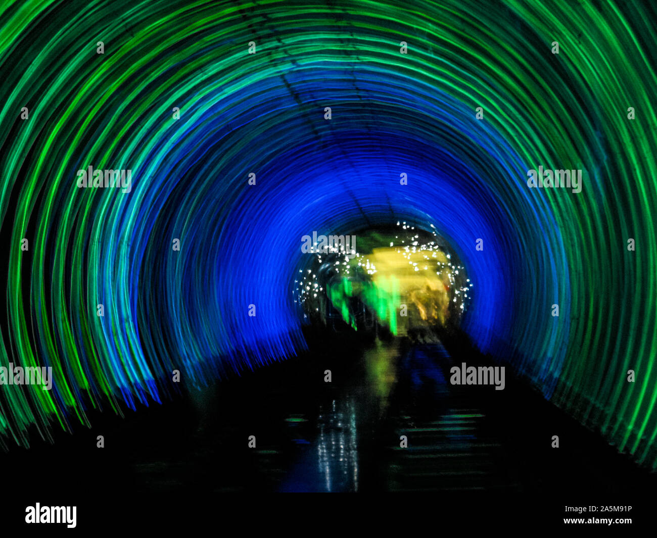 Travelling through the Bund Sightseeing tunnel, Shanghai, China Stock ...