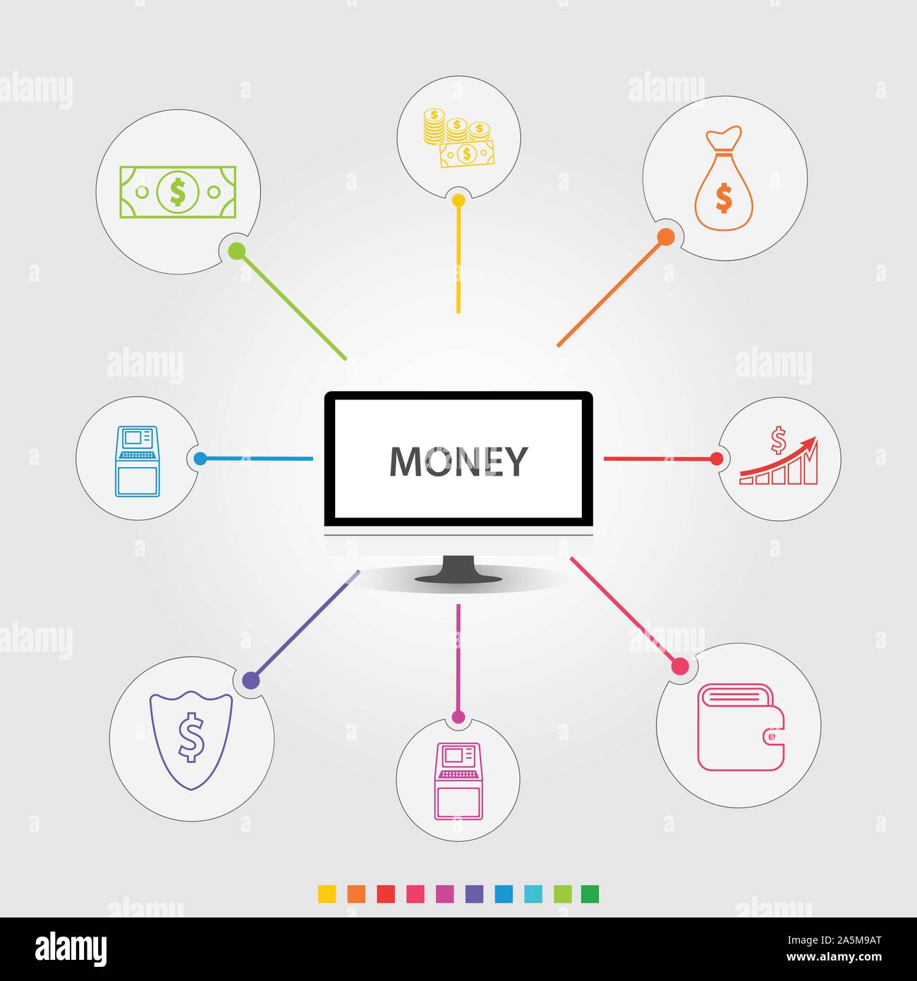 Money Infographics vector design. Timeline concept include money, coins ...