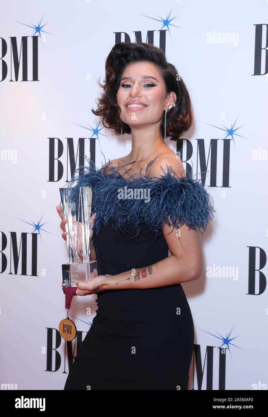 RAYE receives an honour award during the BMI London Awards 2019 at the ...