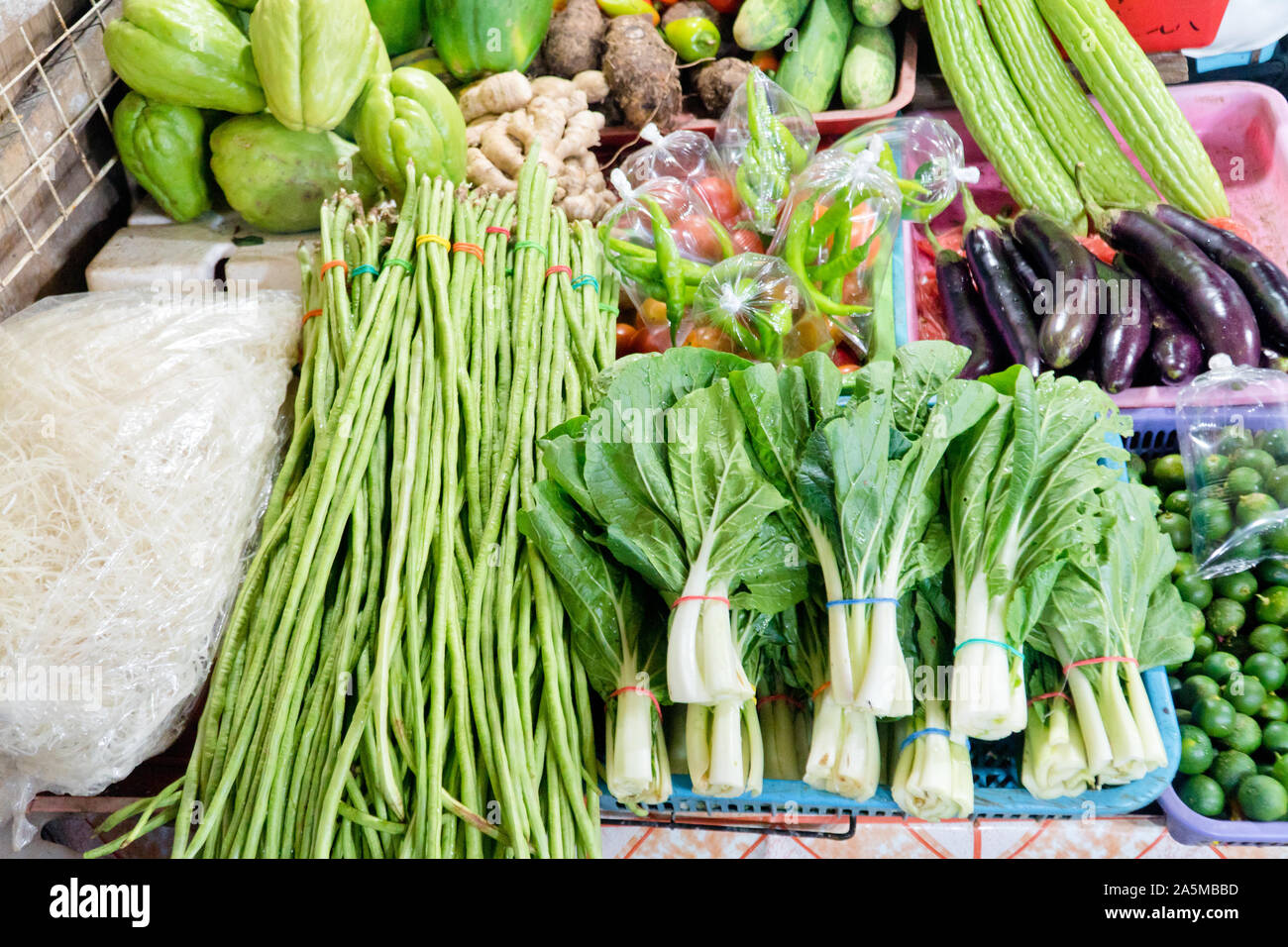 Various vegetables on the counter. organic fresh fruits and vegetables ...