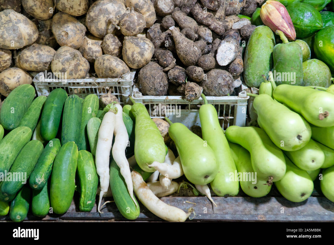 Various vegetables on the counter. organic fresh fruits and vegetables ...