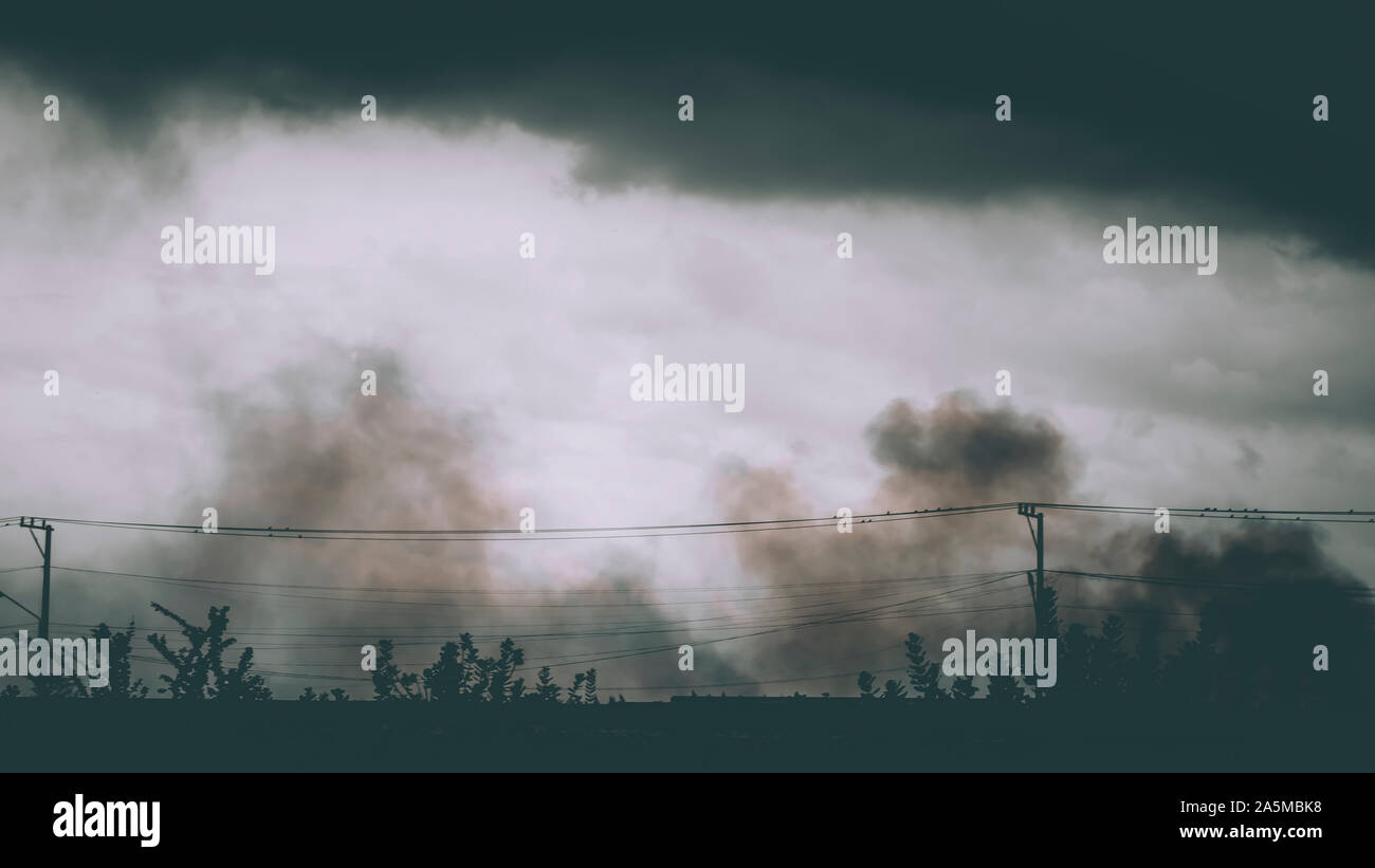 toxic air pollution spread all over the agriculture field. clean air ...