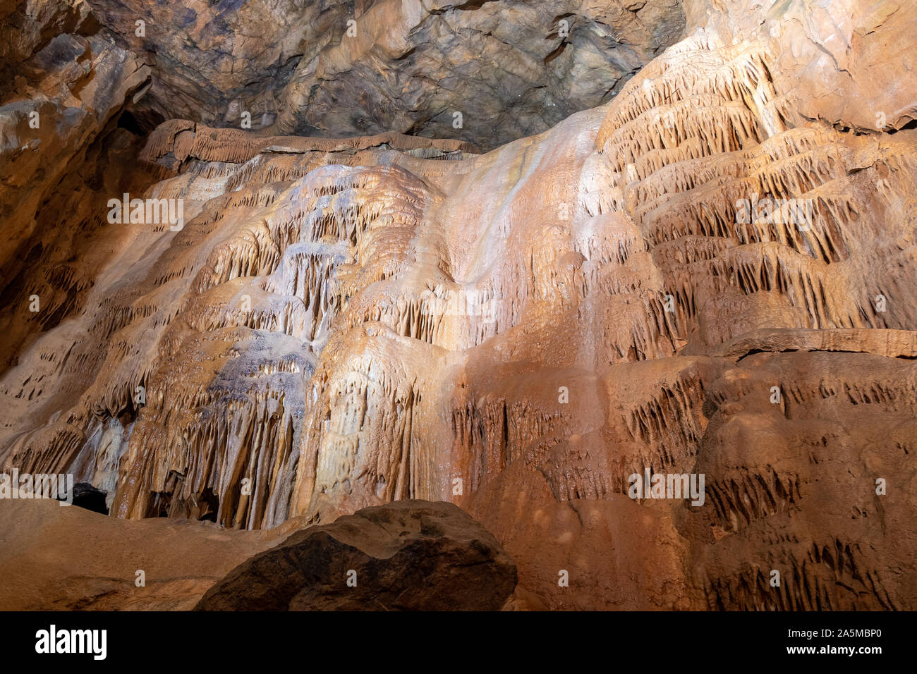 Rock formations in Gough's cave in Cheddar Stock Photo - Alamy