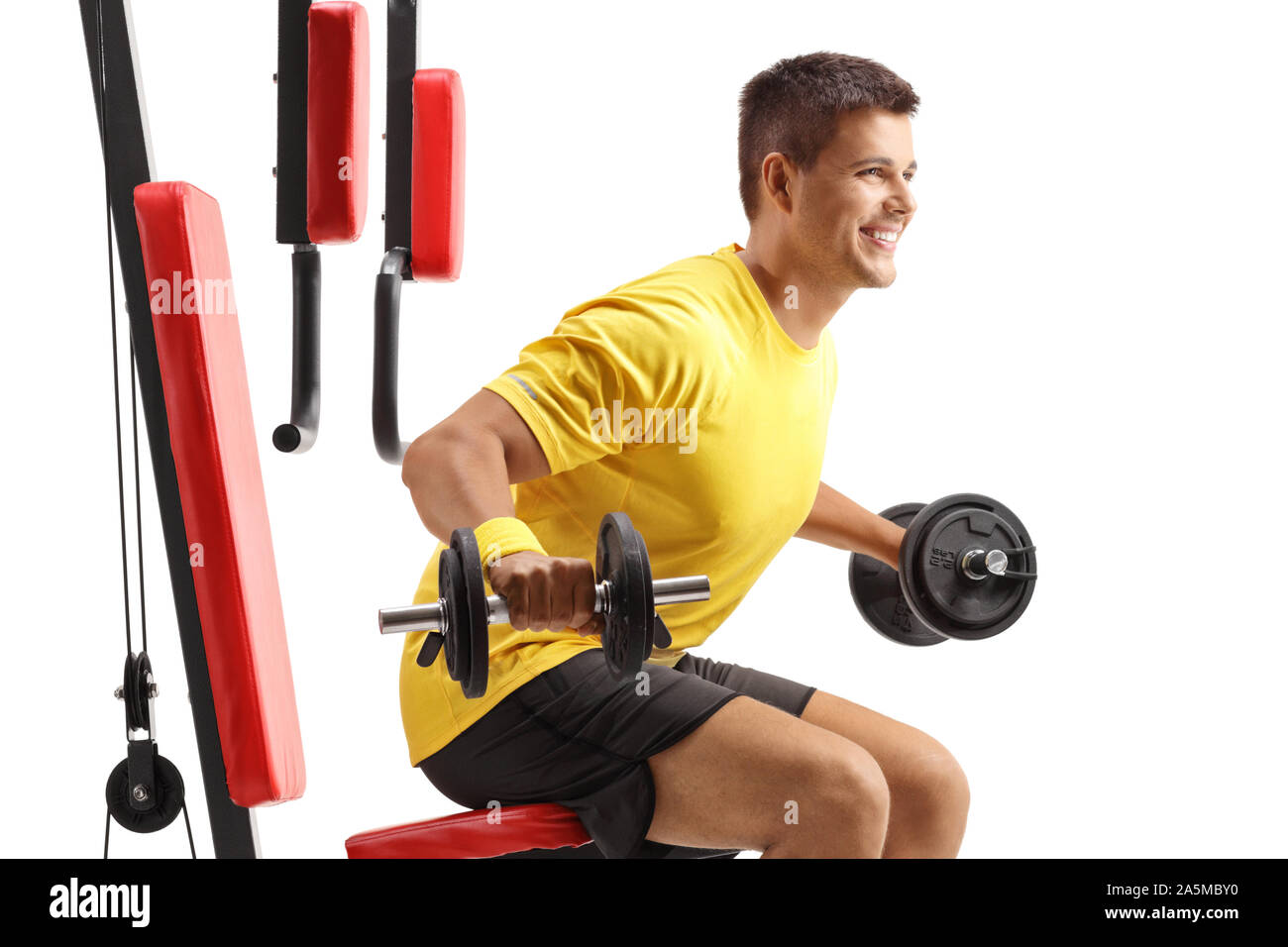 Man lifting dumbbell sitting on hi-res stock photography and images - Alamy